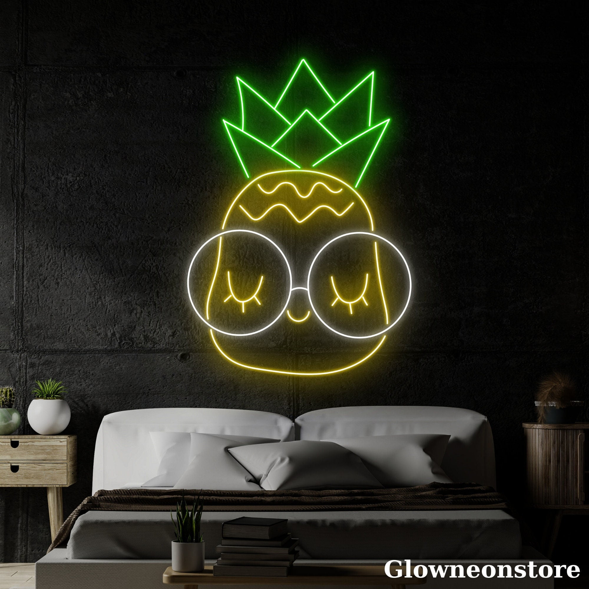 Glowneon Cute Pineapple Neon Sign, Pineapple Led Sign, Juice Fruit Shop ...