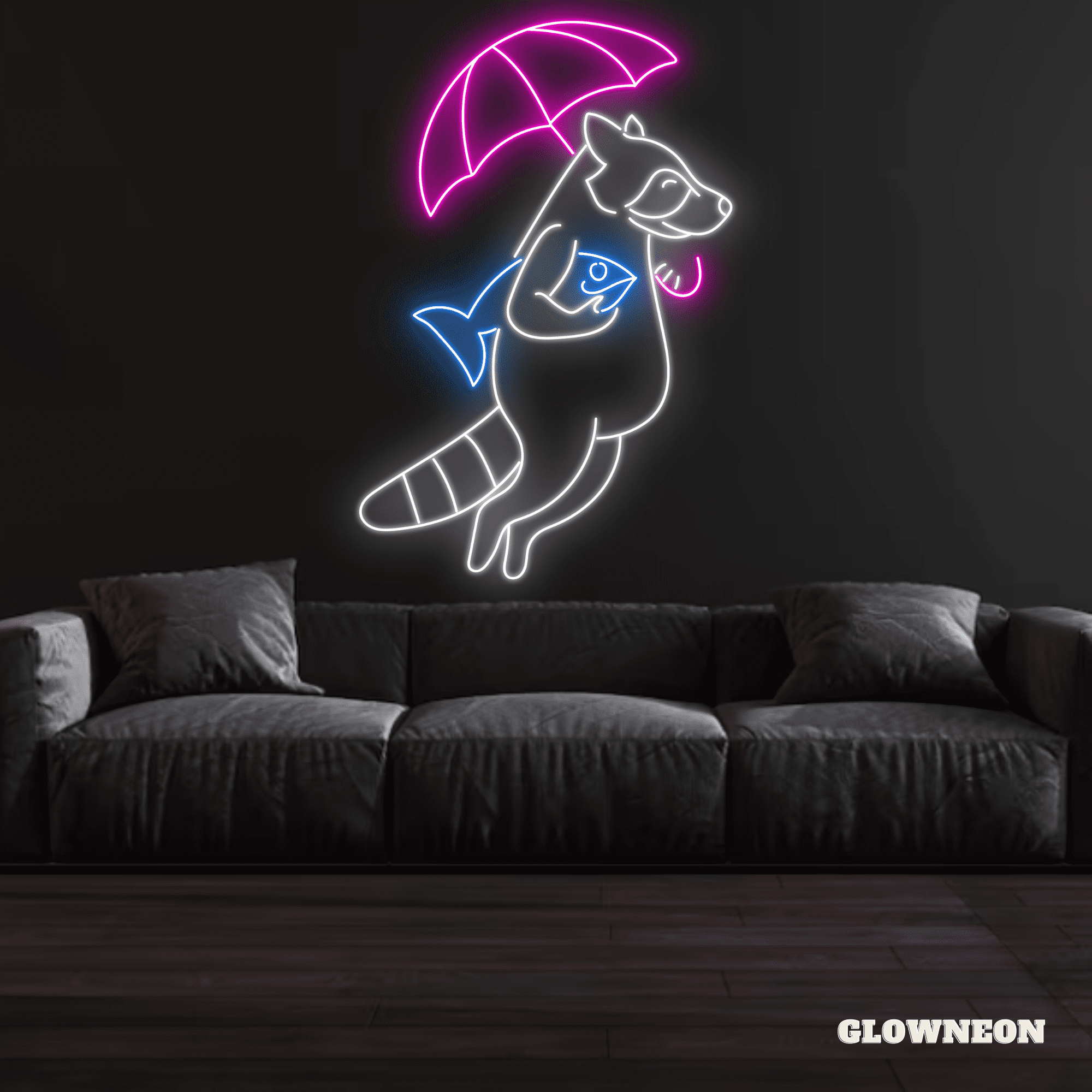 Glowneon Cute Raccoon Neon Sign, Animal Wall Decor, Raccoon Decor ...