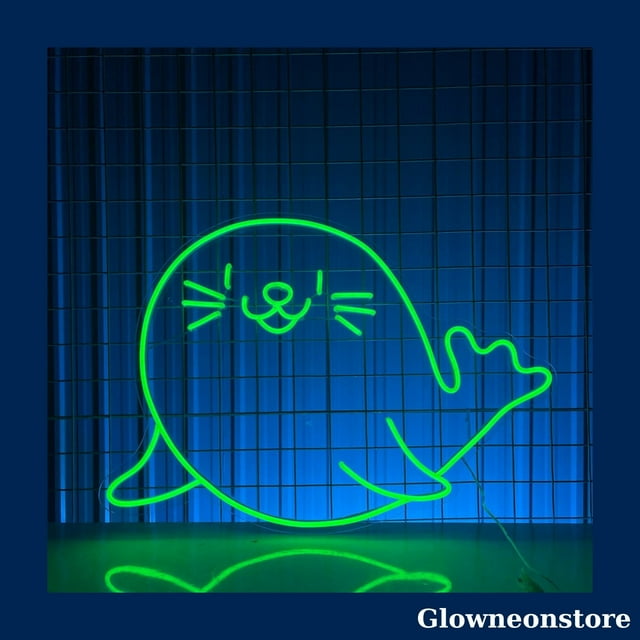 Glowneon Cute Seal Neon Sign, Baby Seal Led Sign, Seal LED Neon Light ...