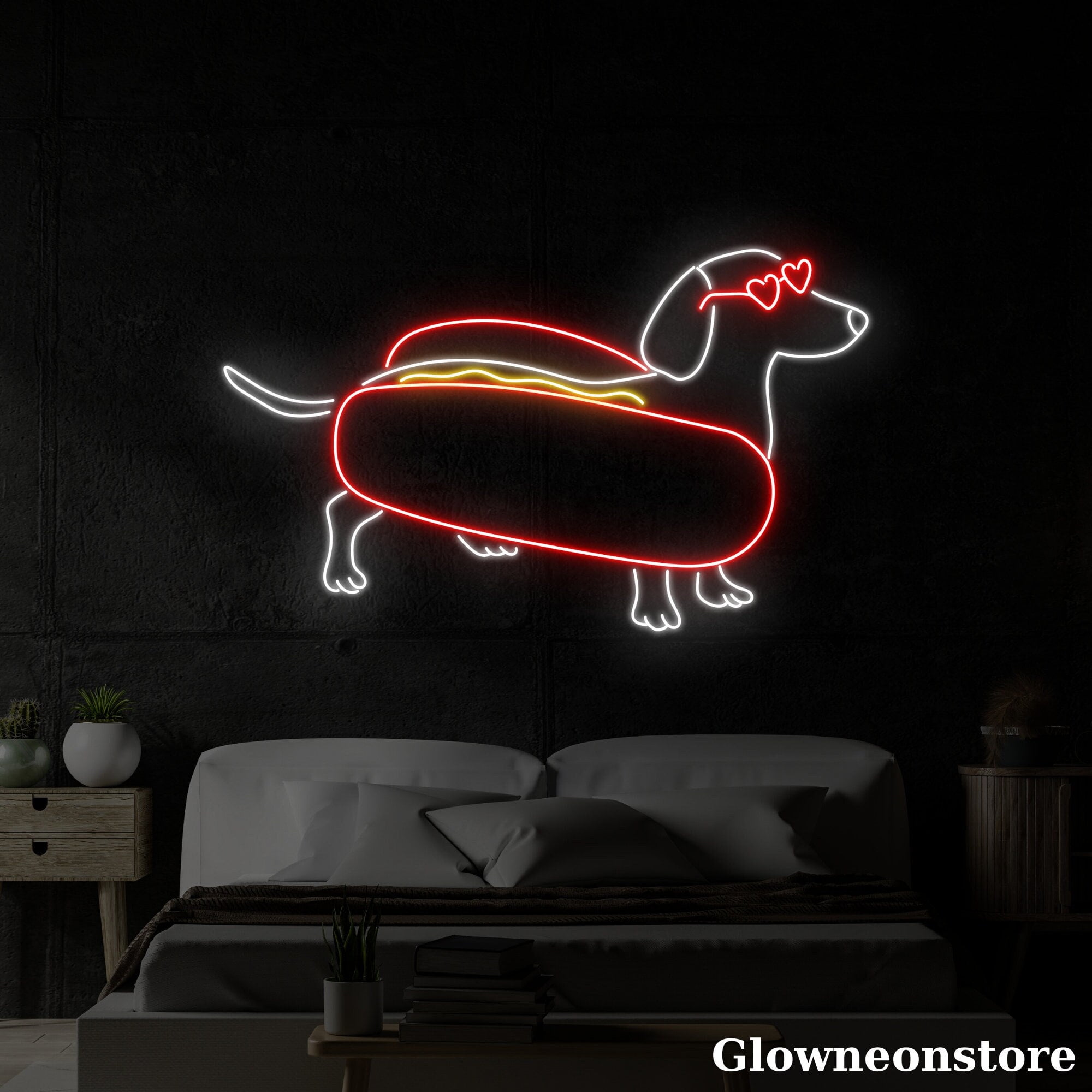 Glowneon Dachshund Hotdog Neon Sign, Dachshund Led Sign, Dachshund ...