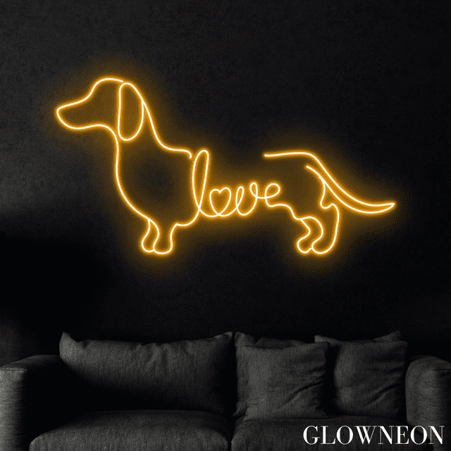 Glowneon Dachshund Love Neon Sign, Dachshund Led Sign, Dog Lover Gift ...