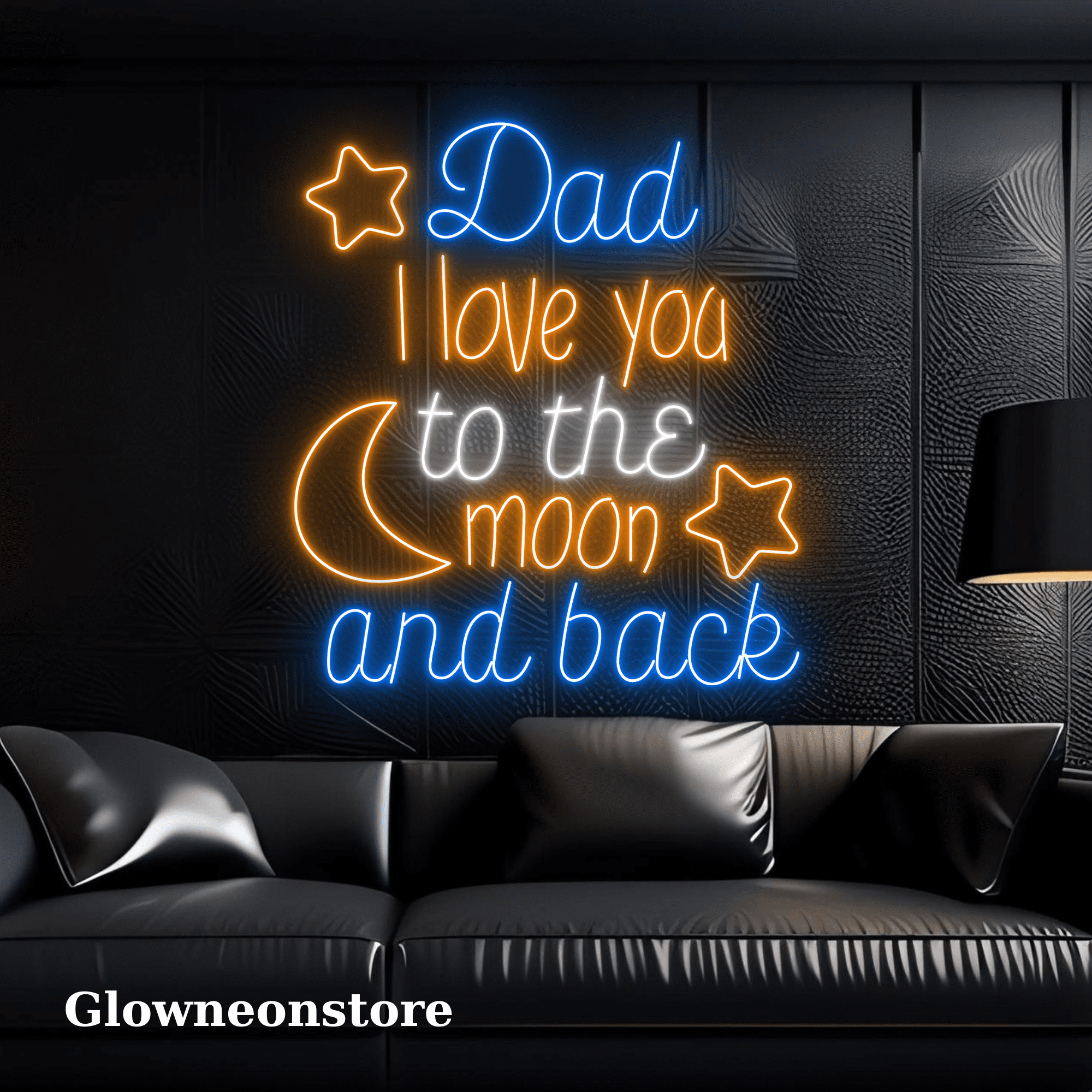 Glowneon Dad I Love You To The Moon And Back Neon Sign, Gifts For Dad ...
