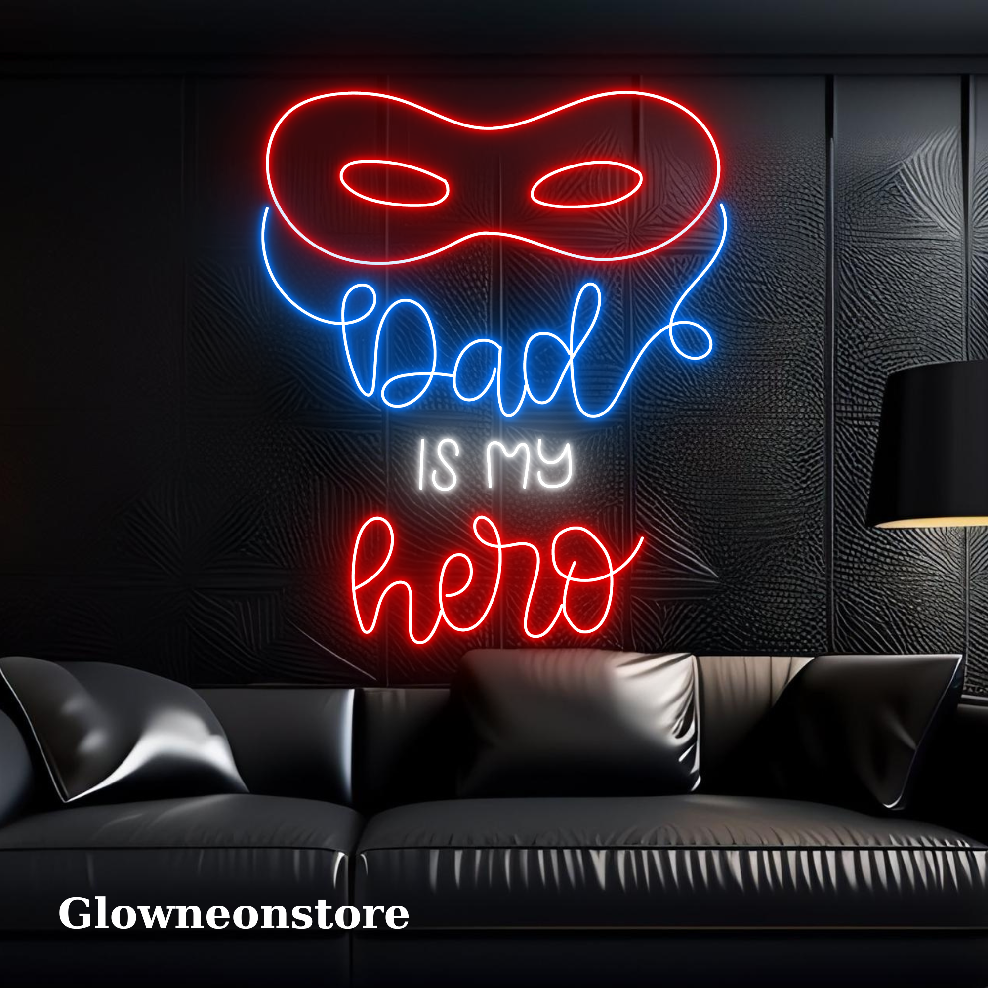 Glowneon Dad Is My Hero Neon Sign, Happy Father's Day Led Wall ?Decor ...