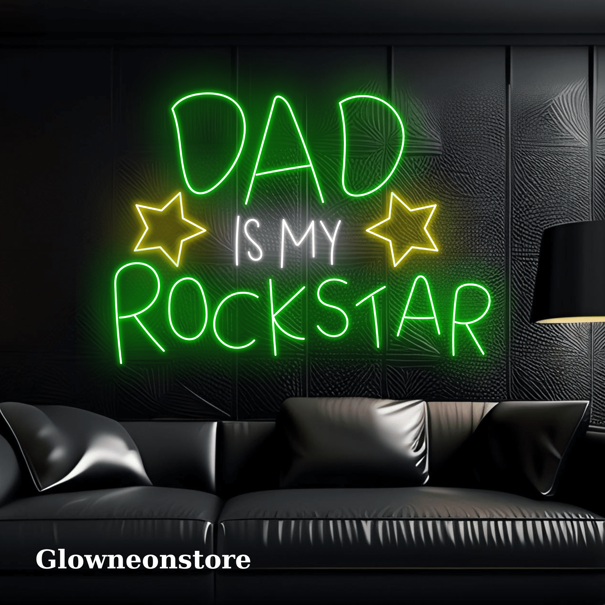 Glowneon Dad Is My Rockstar Neon, Rockstar Dad Led, Father's Day Gift ...