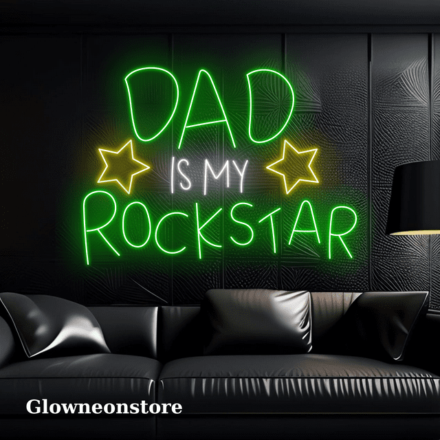 Glowneon Dad Is My Rockstar Neon, Rockstar Dad Led, Father's Day Gift ...