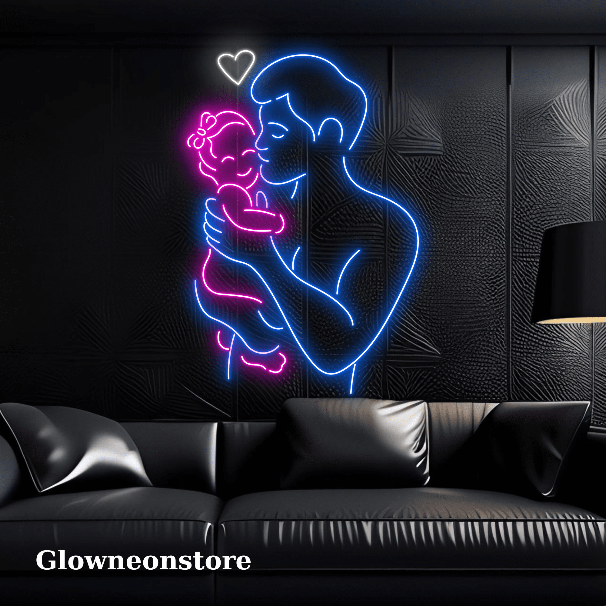 Glowneon Dad Kiss Daughter Led Light, Dad And Daughter Neon Light ...