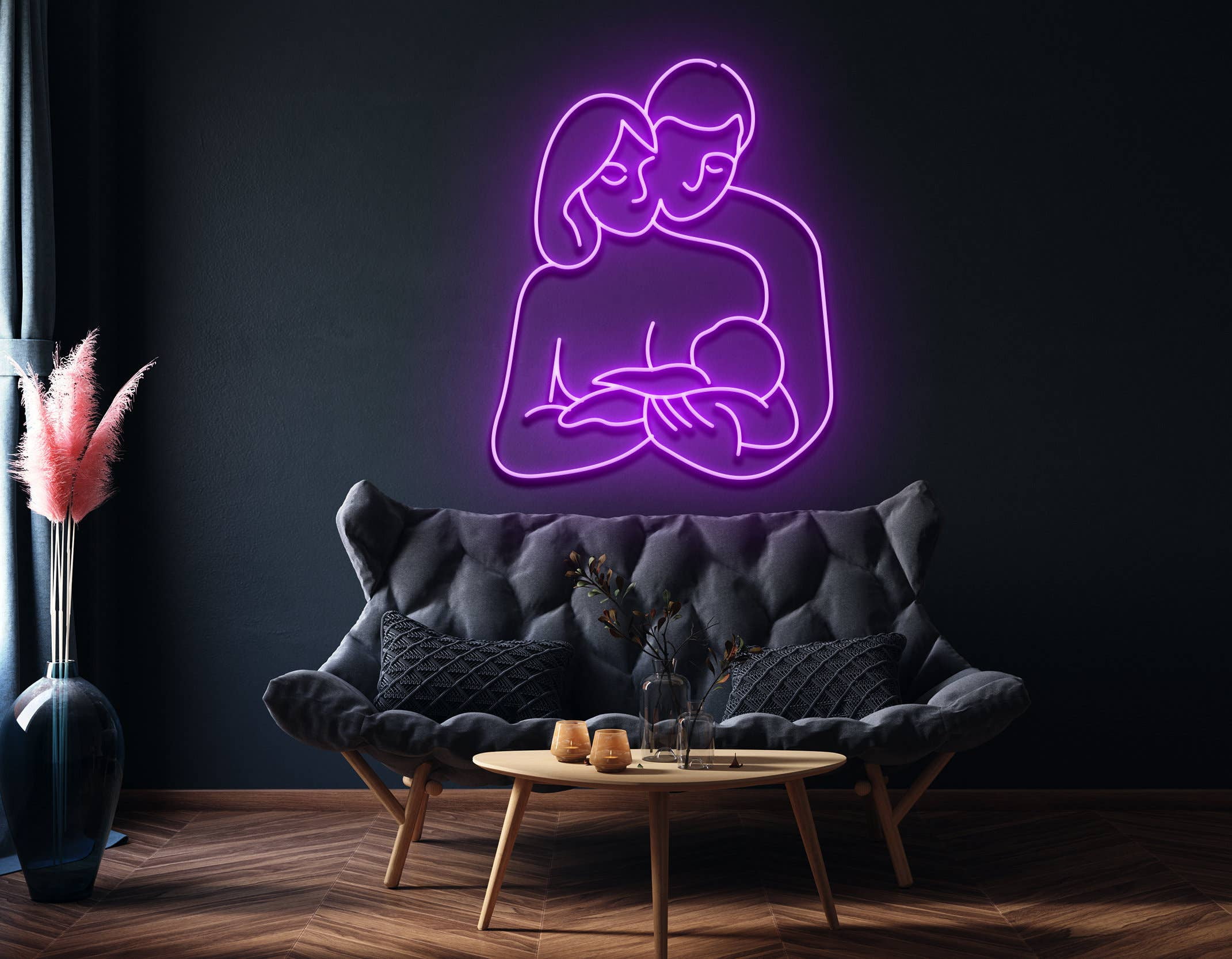 Glowneon Dad Mom Baby Neon Sign Neon Sign, Family Home Wall Decor ...