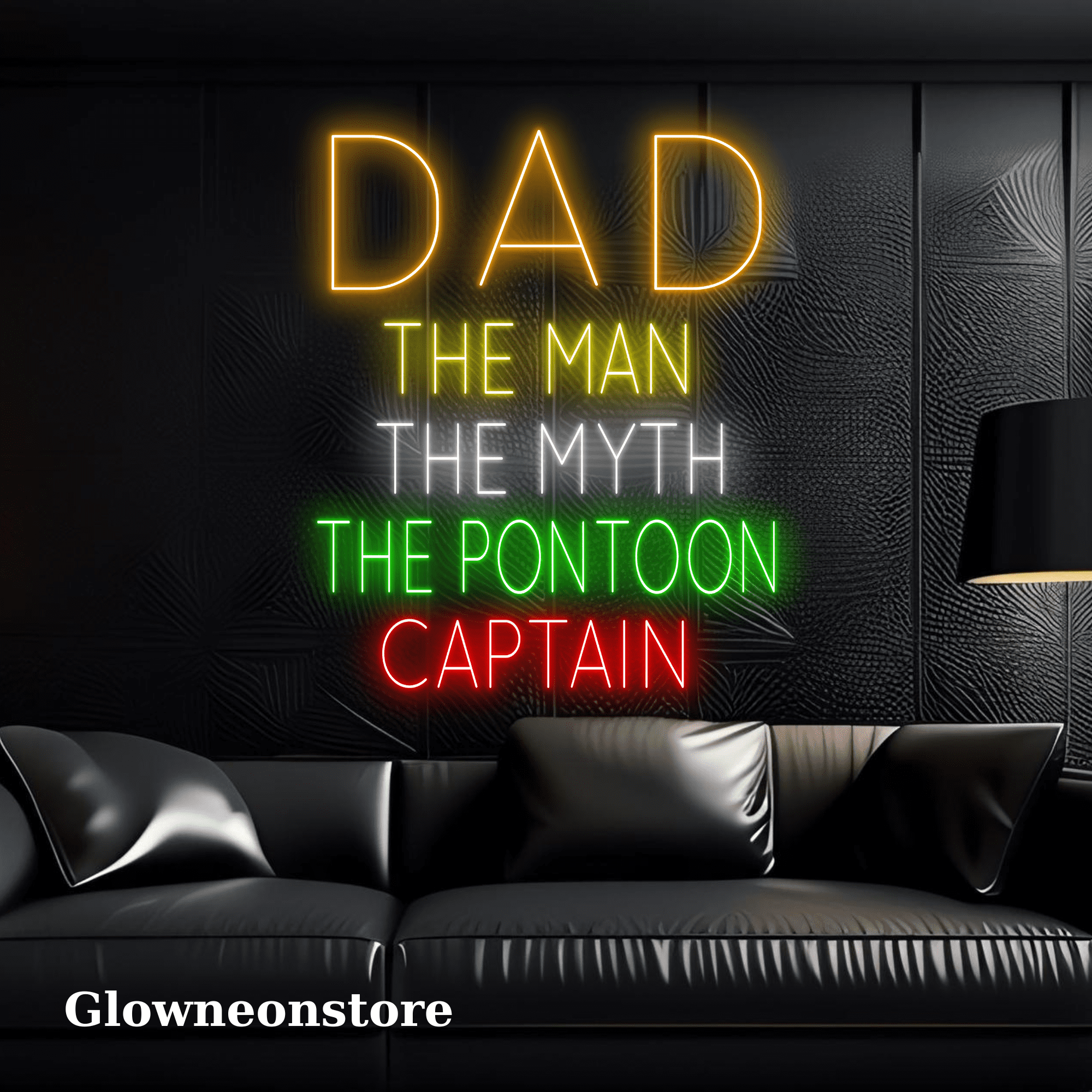 Glowneon Dad The Man The Myth The Pontoon Captain Neon Father's Day ...
