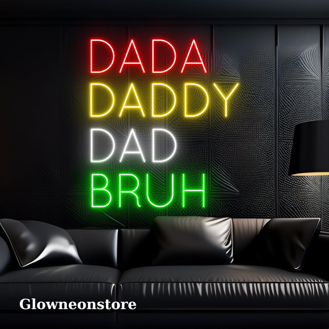 Glowneon Dada Daddy Dad Bruh Neon Sign, Happy Father's Day Led ?Decor ...