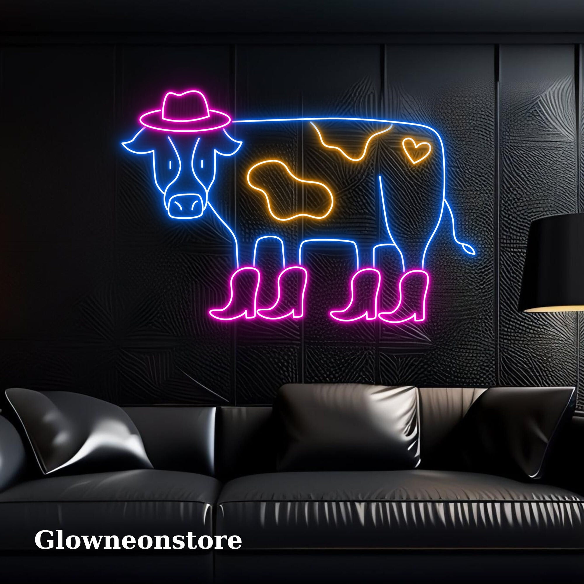 Glowneon Dairy Cow Neon Sign, Dairy Cow Led Light, Cow Farm Neon Sign ...