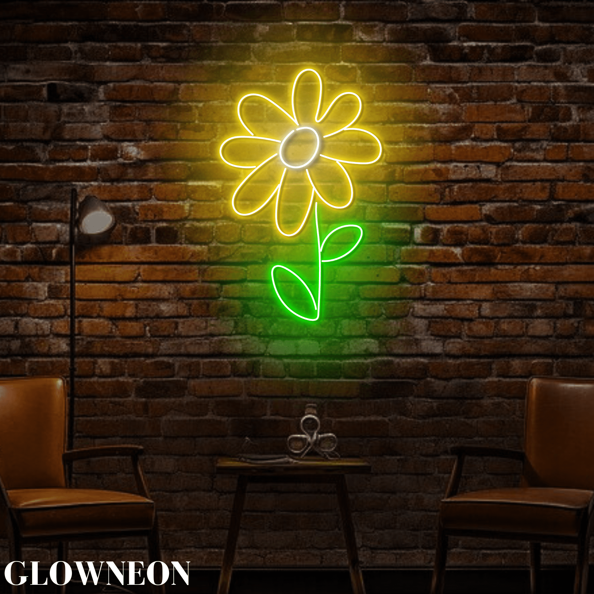 Glowneon Daisy Flower Led Wall Art, Daisy Neon Sign, Florist Wall Art ...