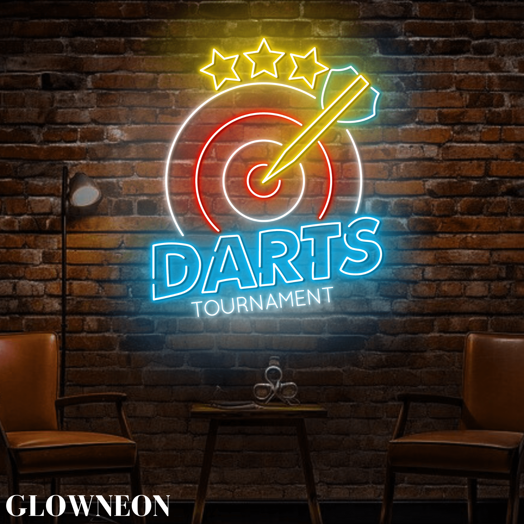 Glowneon Dart Tournament Led Sign, Dart Club Neon Sign, Dart Wall Art ...