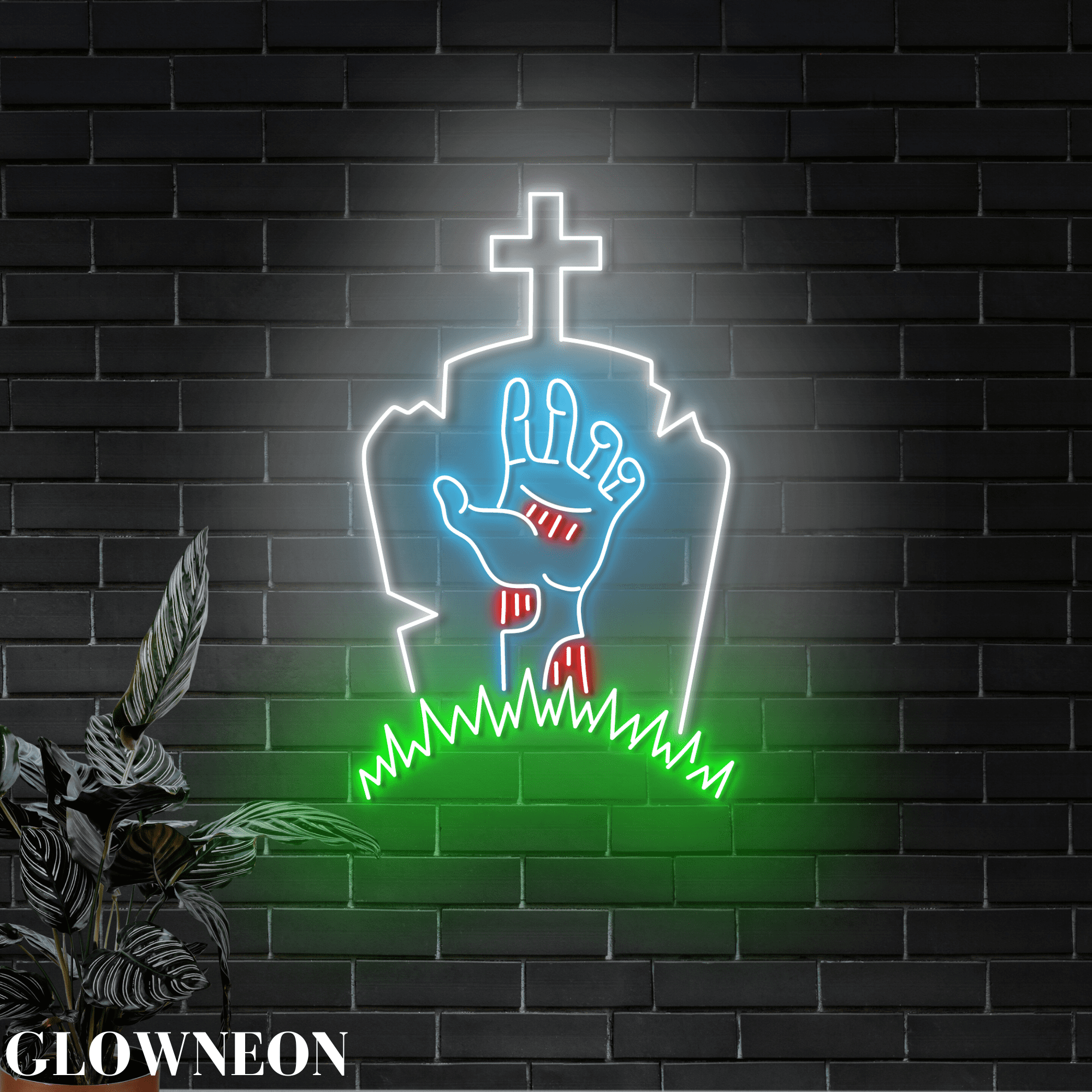 Glowneon Death Grave Neon Sign, Grave Halloween Scary Party Led Sign ...