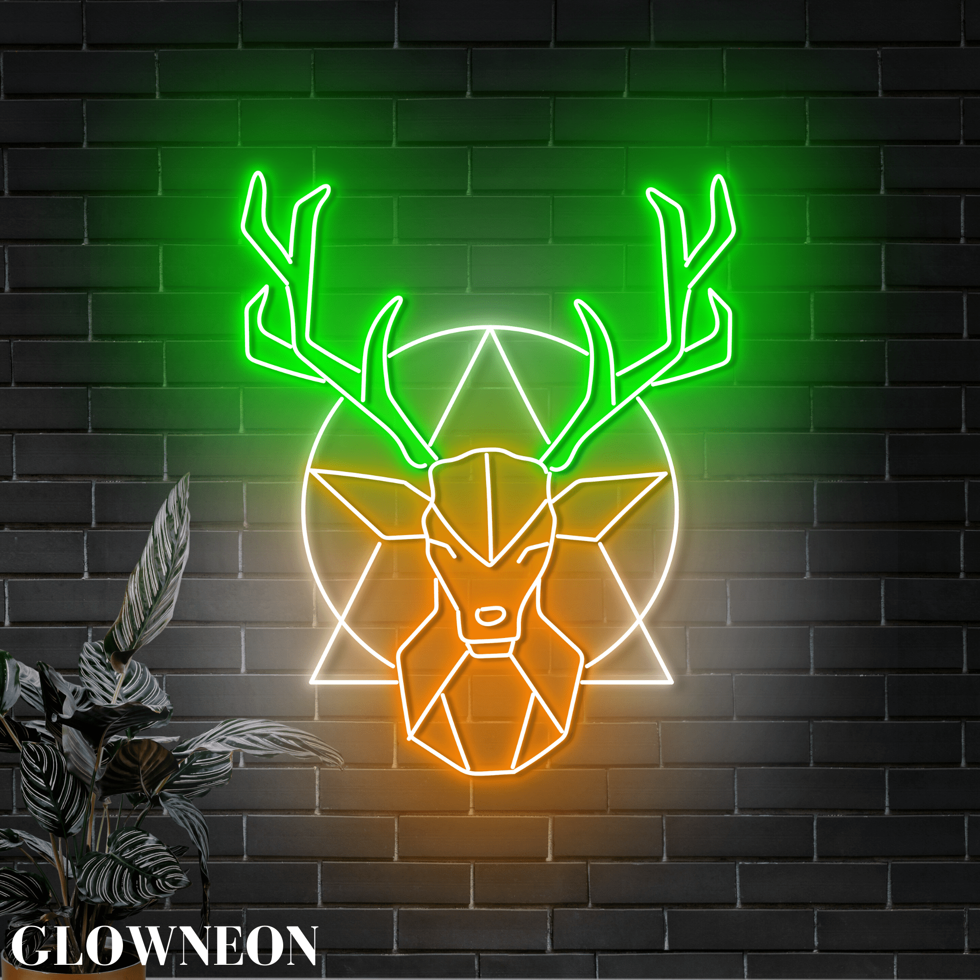 Glowneon Deer Geometry Neon Sign, Deer Hunting Wall Decor, Deer Sign ...