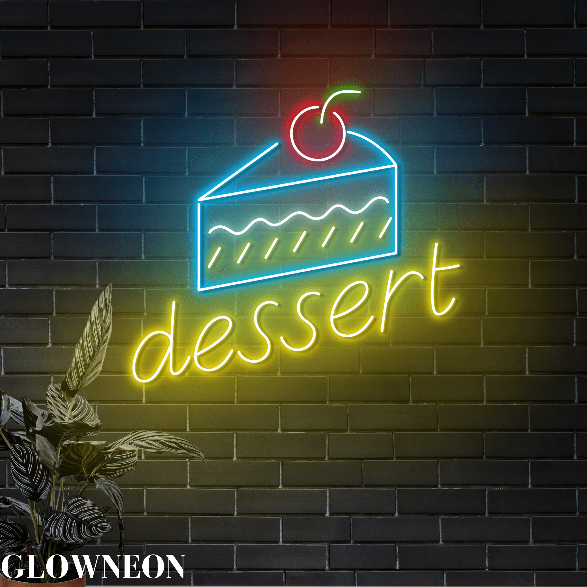 Glowneon Dessert Shop Wall Art, Cake Dessert Led Sign, Cake Neon Sign ...