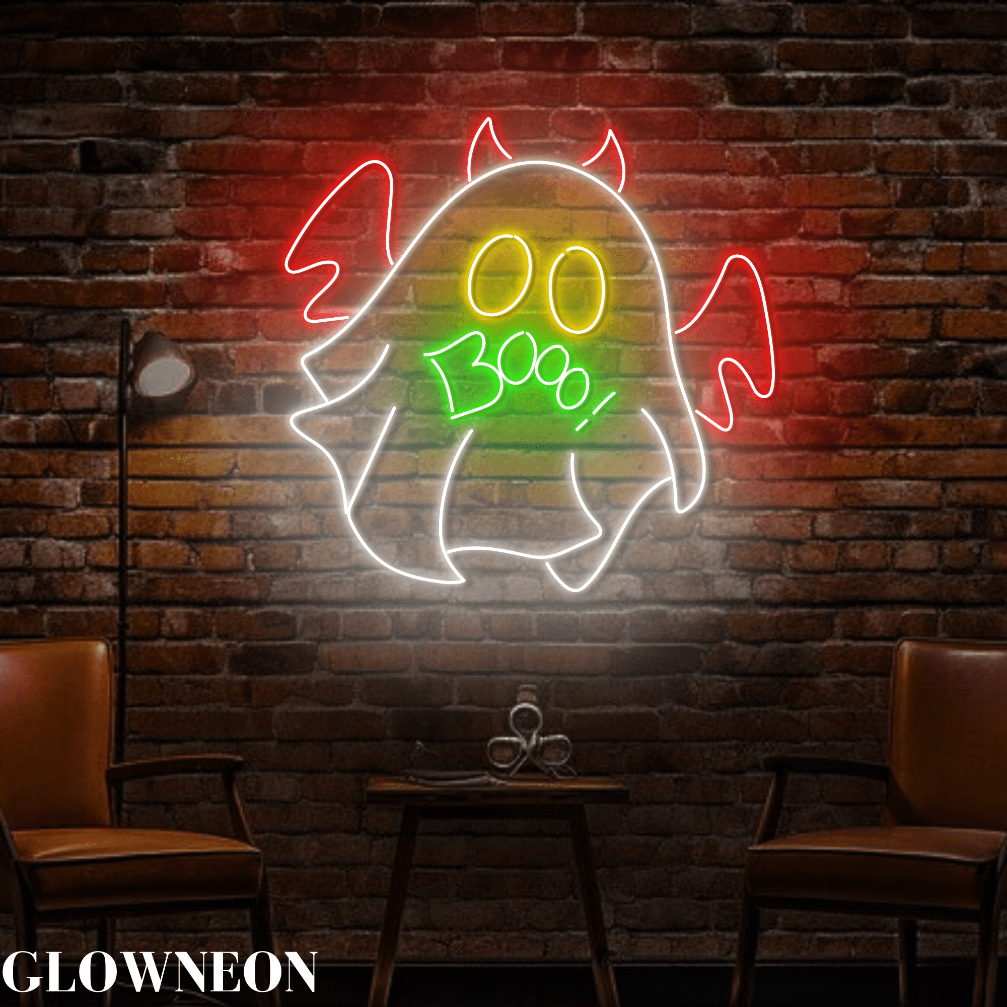Glowneon Devil Ghost Boo Neon Sign, Ghost Led Sign, Halloween Decor ...