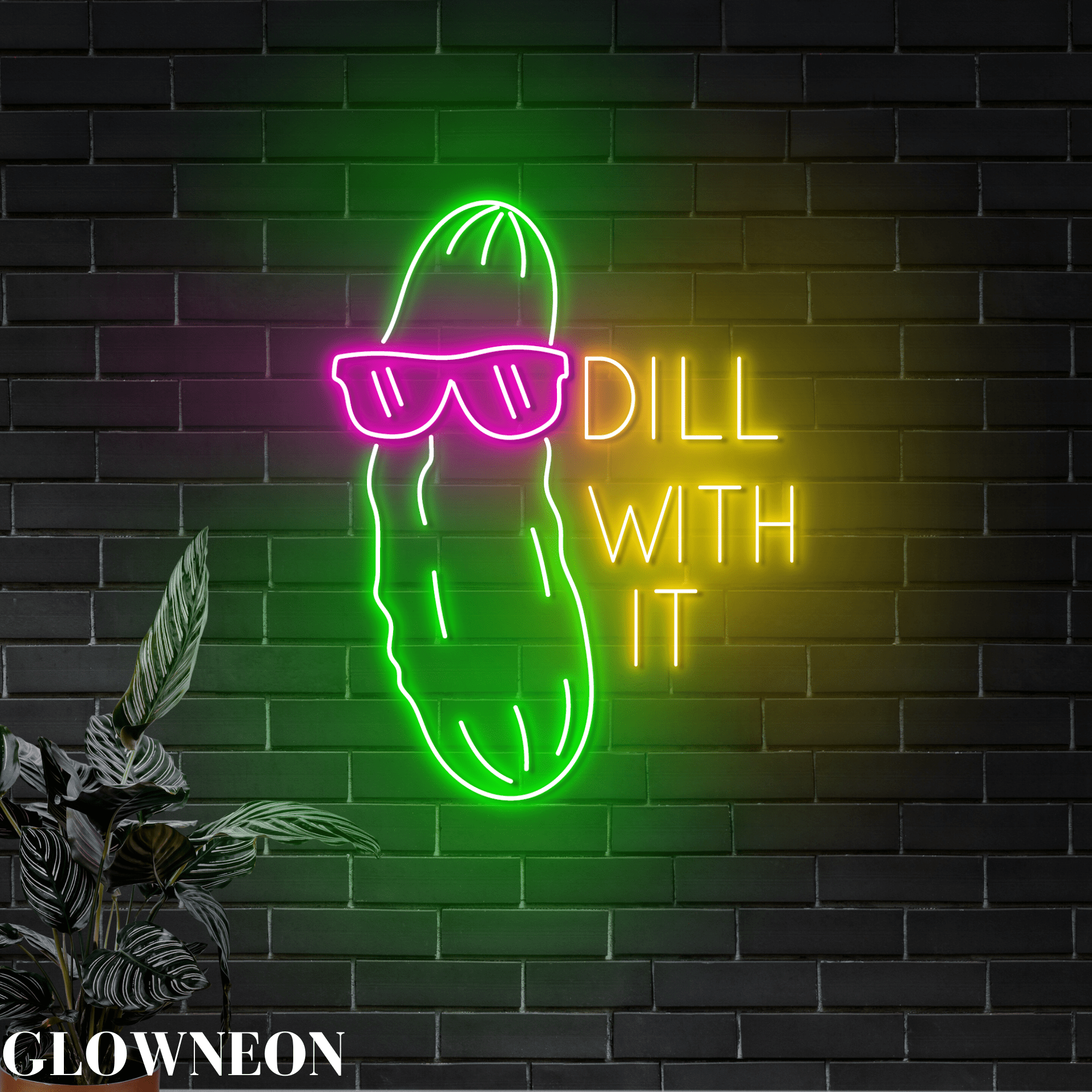 Glowneon Dill With It Pickle Led Wall Decor, Funny Pickle Neon Sign ...