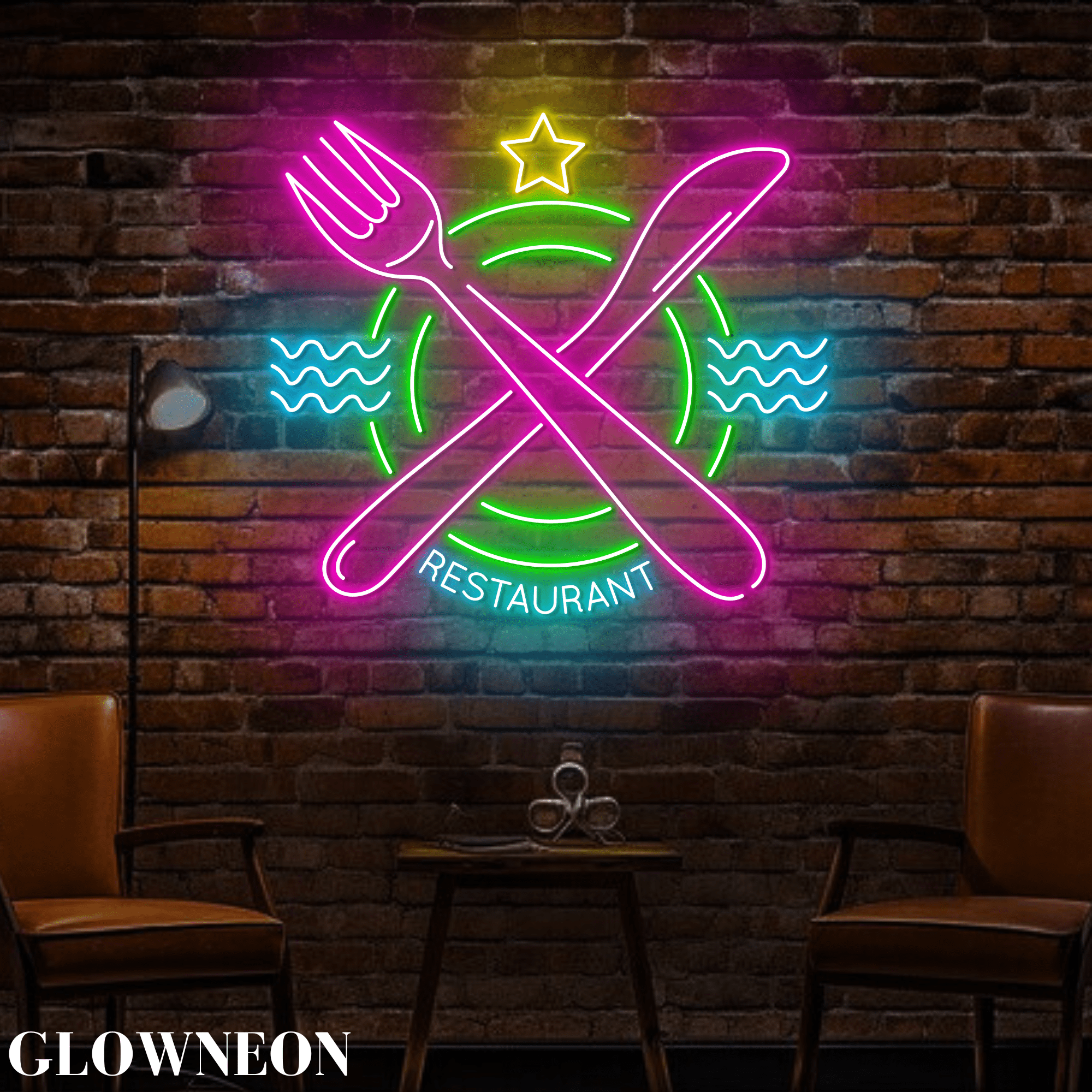 Glowneon Dinner Fork Restaurant Led Sign, Restaurant Kitchen Wall Art ...