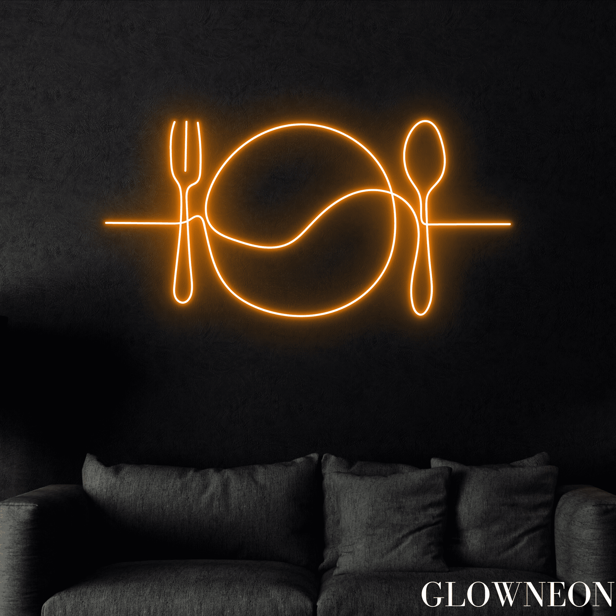 Glowneon Dinner Fork Spoon Neon Sign, Kitchen Restaurant Led Sign ...