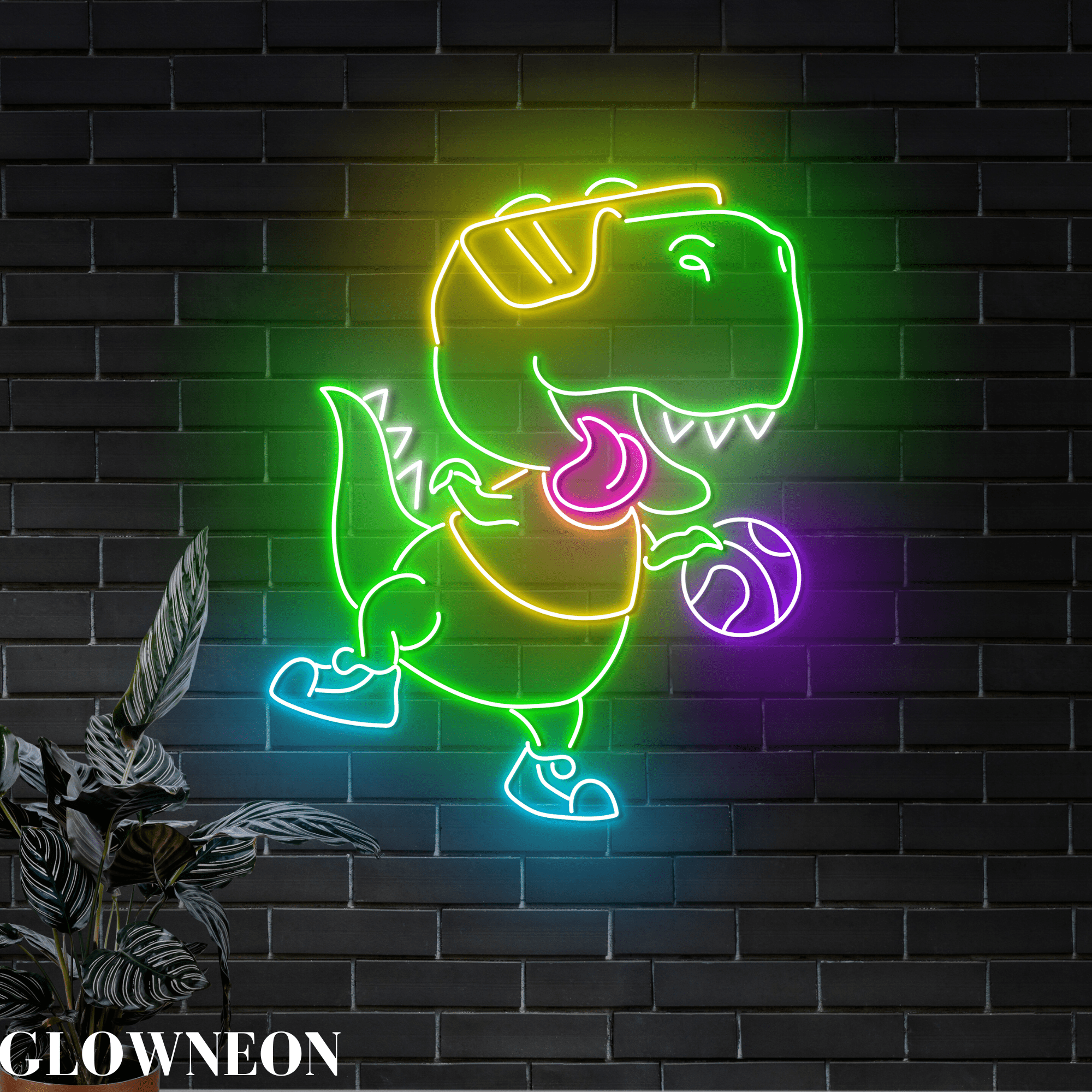 Glowneon Dinosaur Basketball Led Sign, Basketball Shop Sign, Dino Art ...