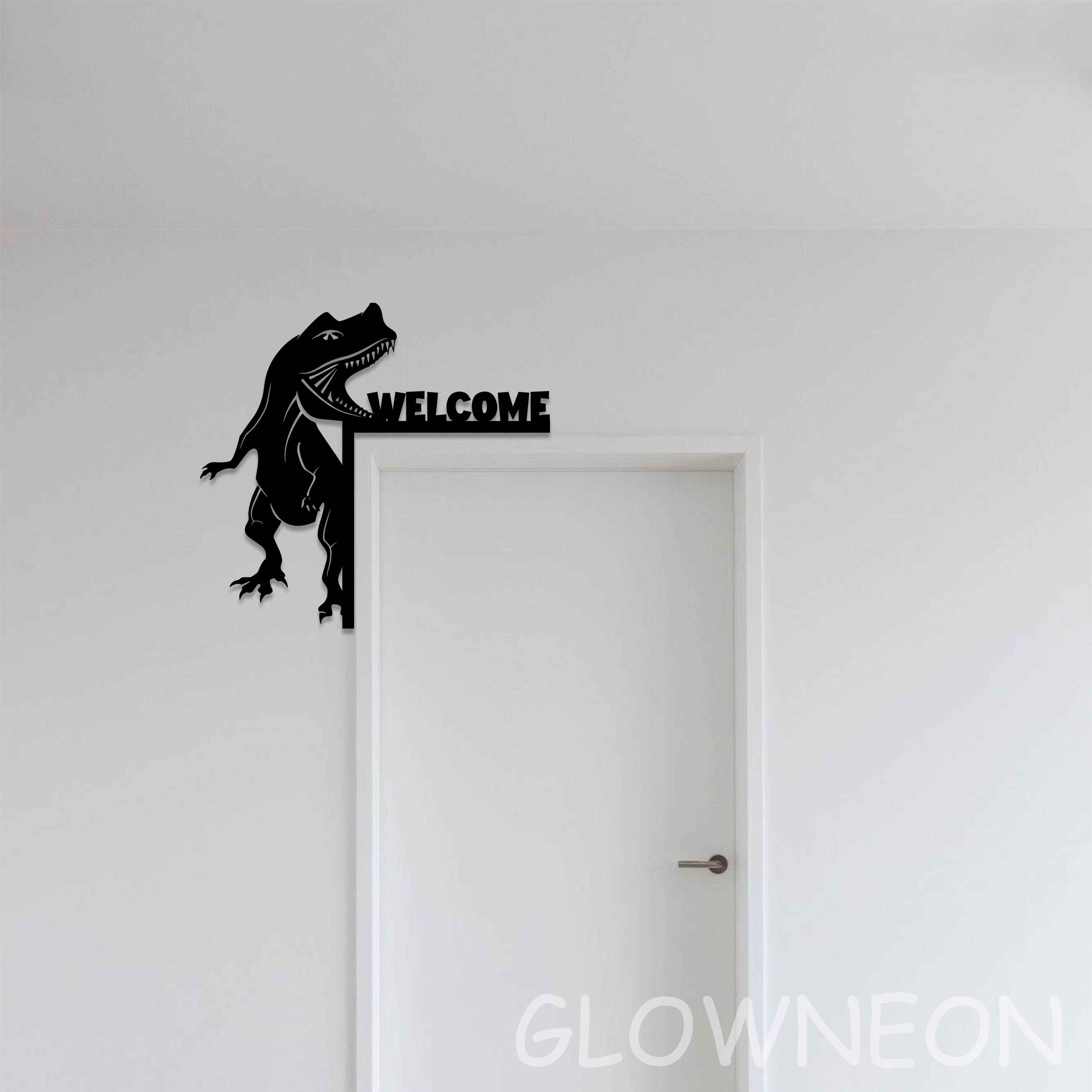 Glowneon Dinosaur Welcome Sign For Above Door Decor, Door Corner Sign ...