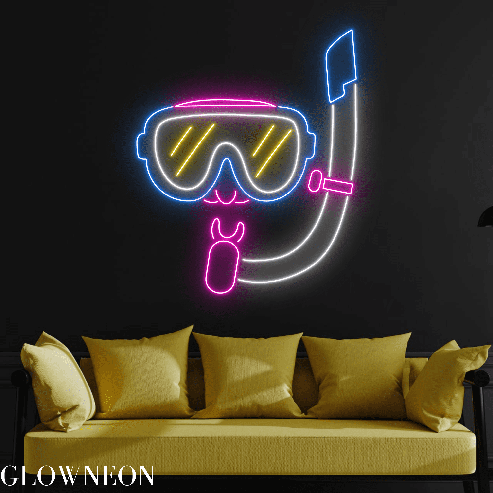 Glowneon Diving Snorkel Mask Neon Sign, Diving Led Sign, Diver Gift ...