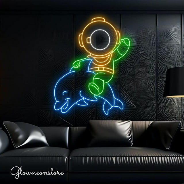 Glowneon Diving With Dolphins Neon Sign, Dolphin Neon Sign, Dolphin Led ...