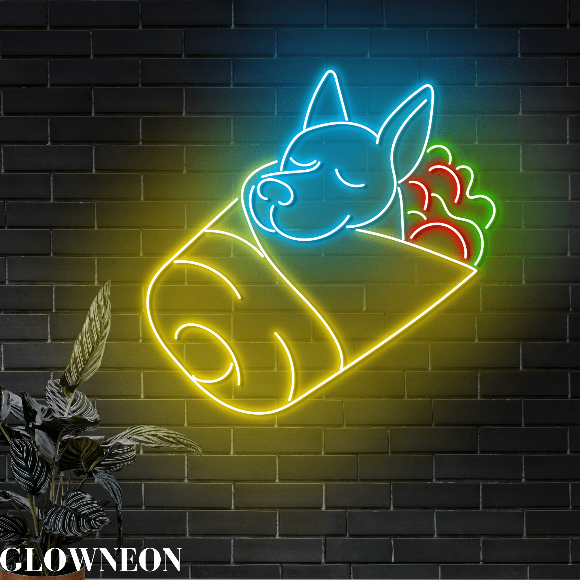 Glowneon Doberman Tacos Food Neon Light, Mexican Tacos Shop Led Light ...