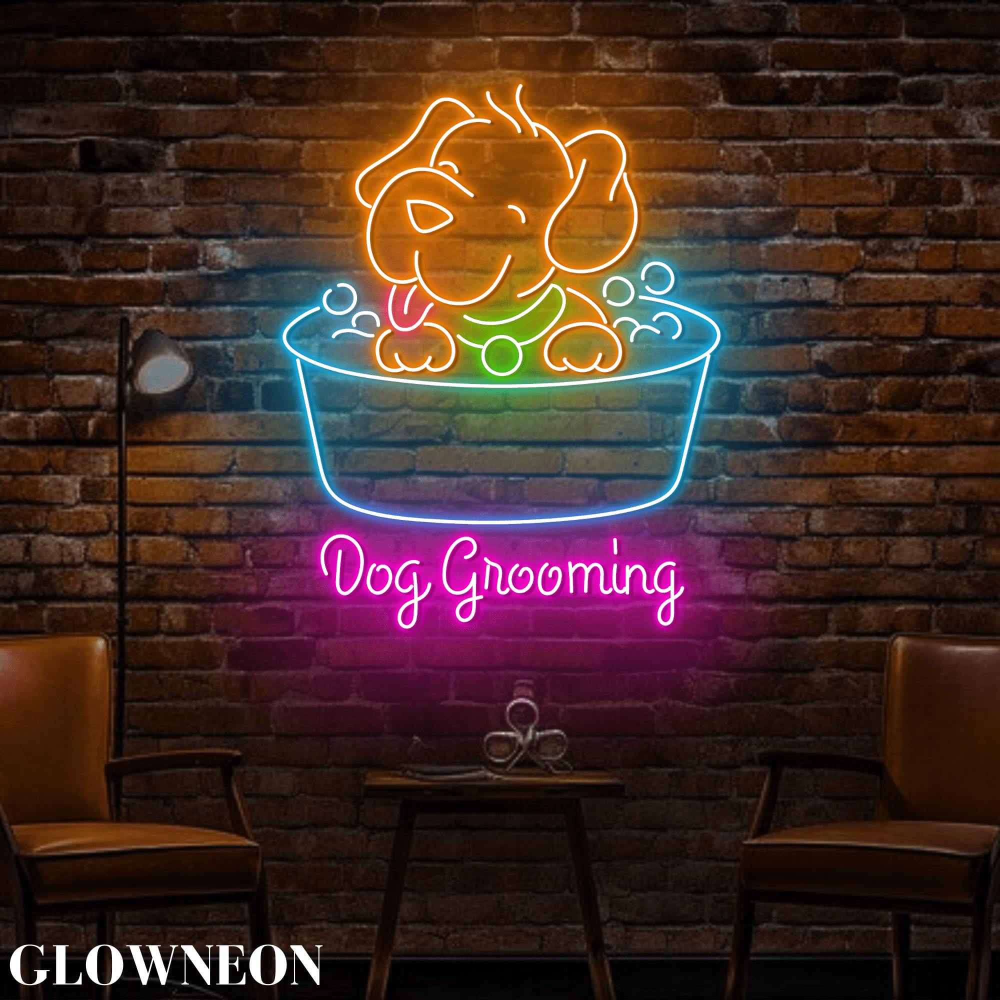 Glowneon Dog Grooming Neon Led Sign, Dog Pet Grooming Shop Wall Decor ...