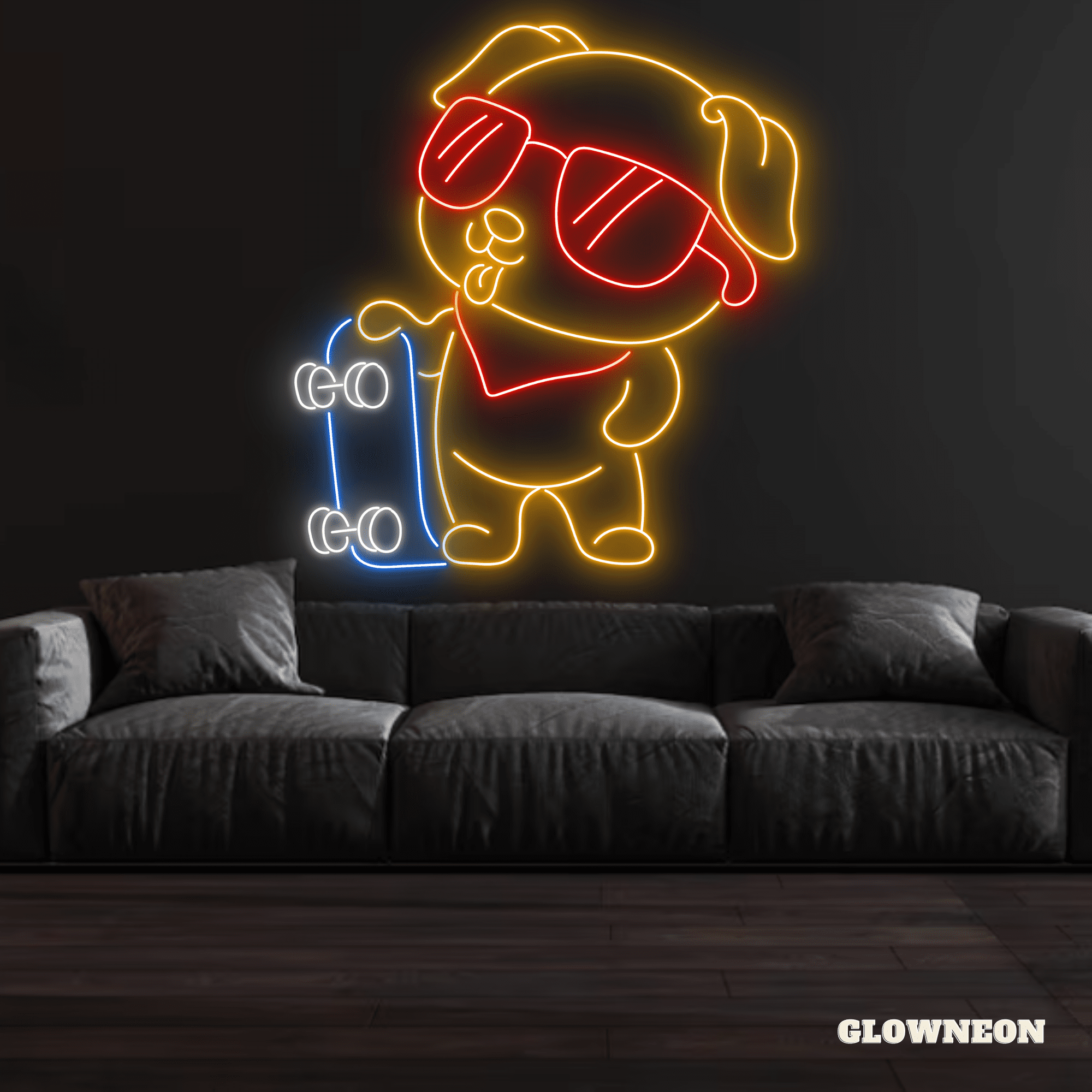 Glowneon Dog Skateboarding Neon Sign, Cute Dog Decor, Gifts for Kids ...