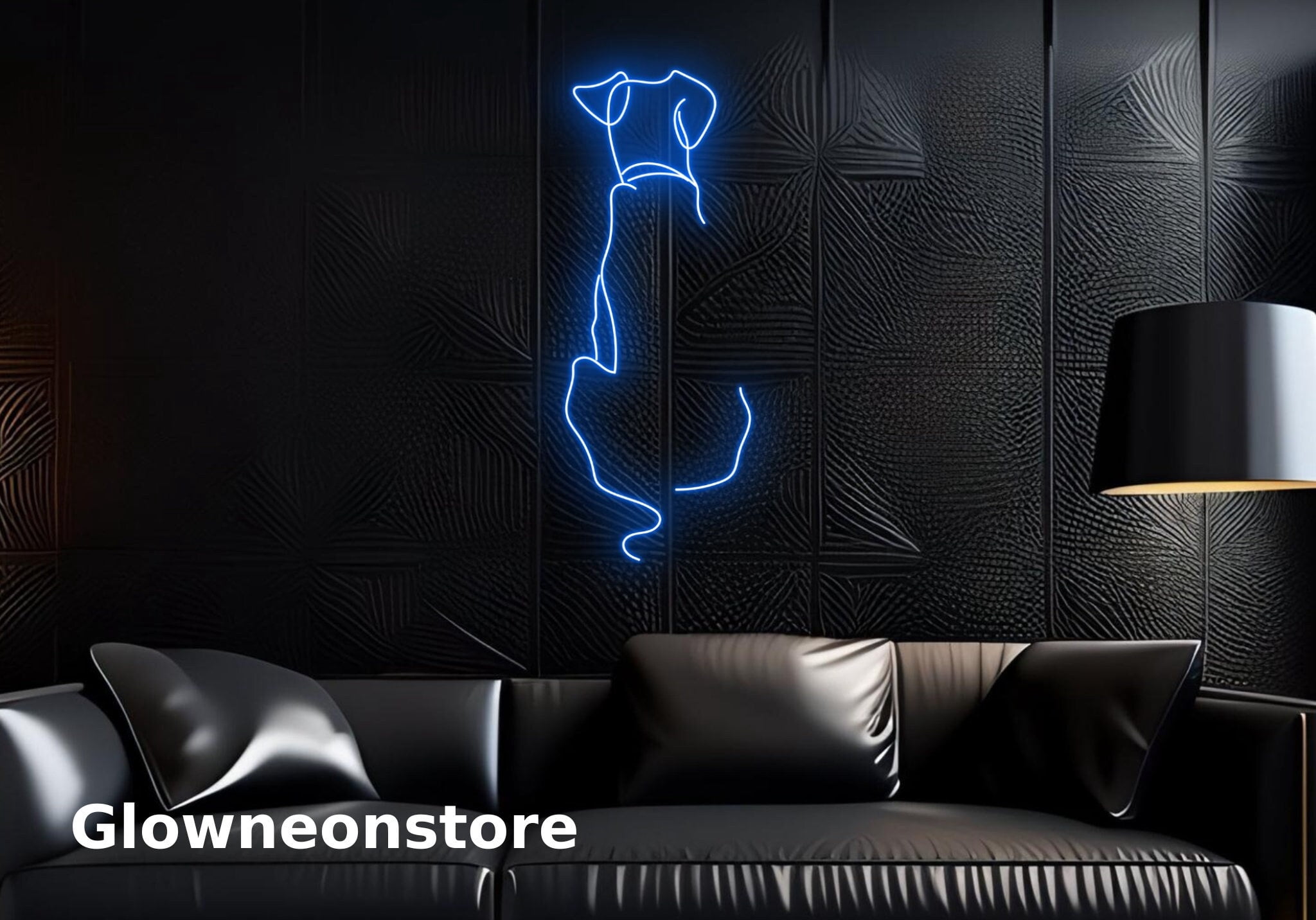 Glowneon Dog Turn Back Neon Sign, Dog Line Neon Sign, Animal Neon Light ...