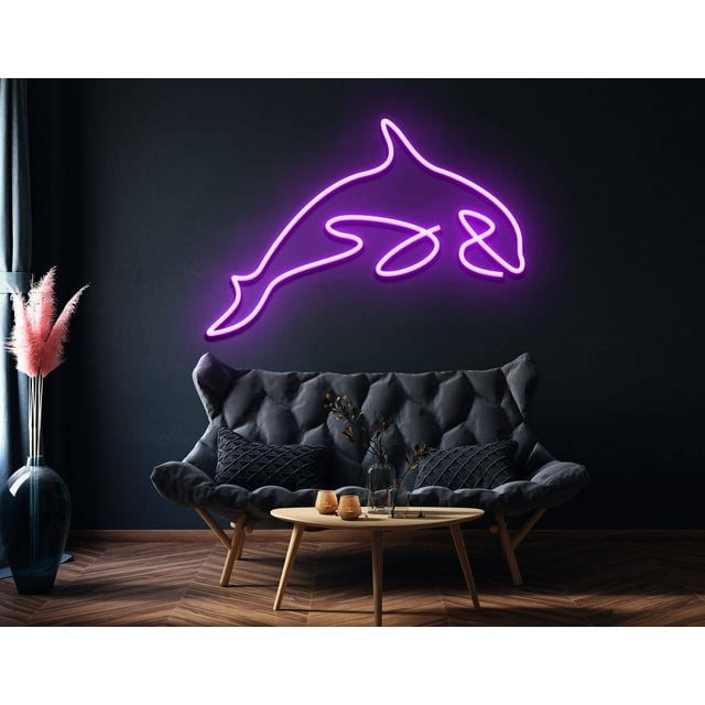 Glowneon Dolphin Neon Sign, Dolphin Led Light, Fishing Wall Art ...