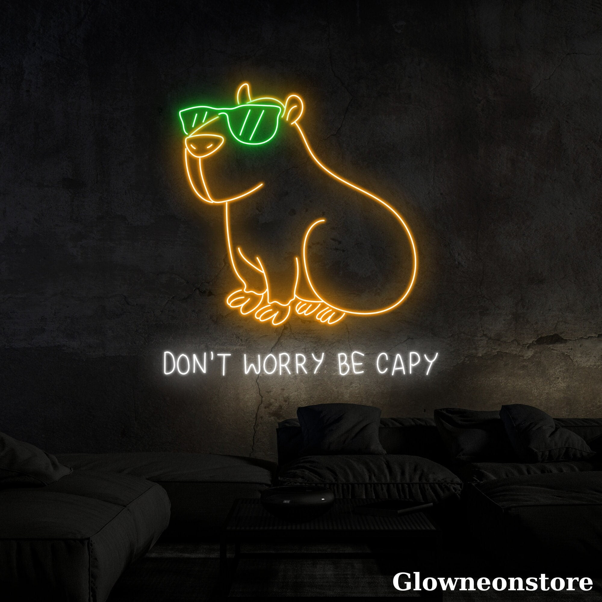 Glowneon Don’t Worry Be Capy Neon Sign, Capybara Led Sign, Animal Neon ...