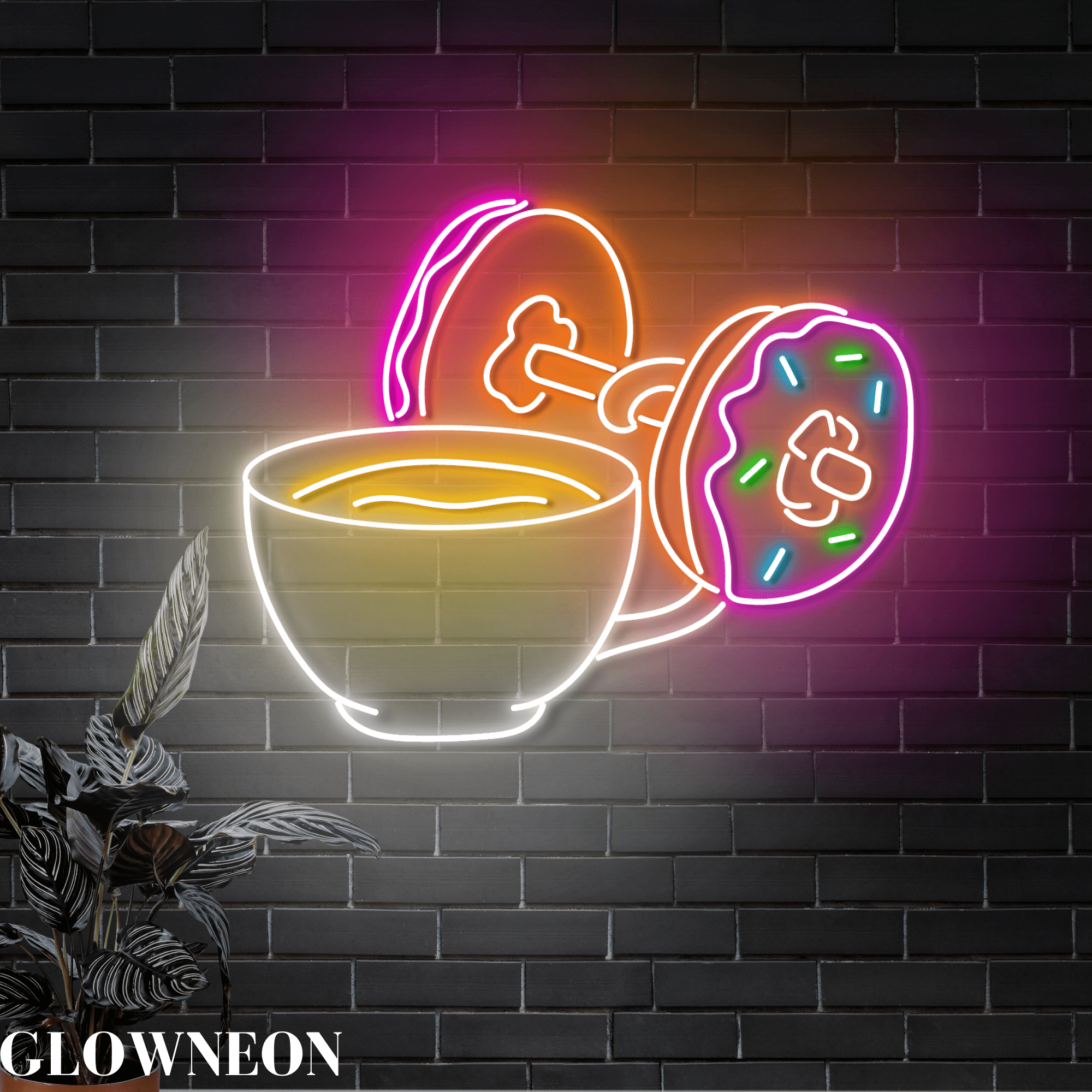 Glowneon Donut Coffee Led Sign, Donut Bakery & Coffee Shop Neon Decor ...