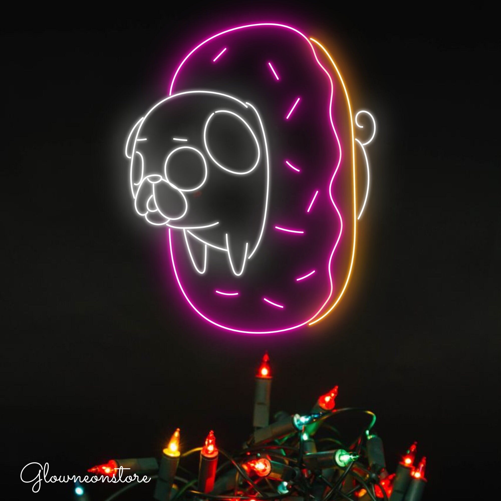 Glowneon Donut French Bulldog Neon Sign, French Bulldog LED Sign, Donut ...