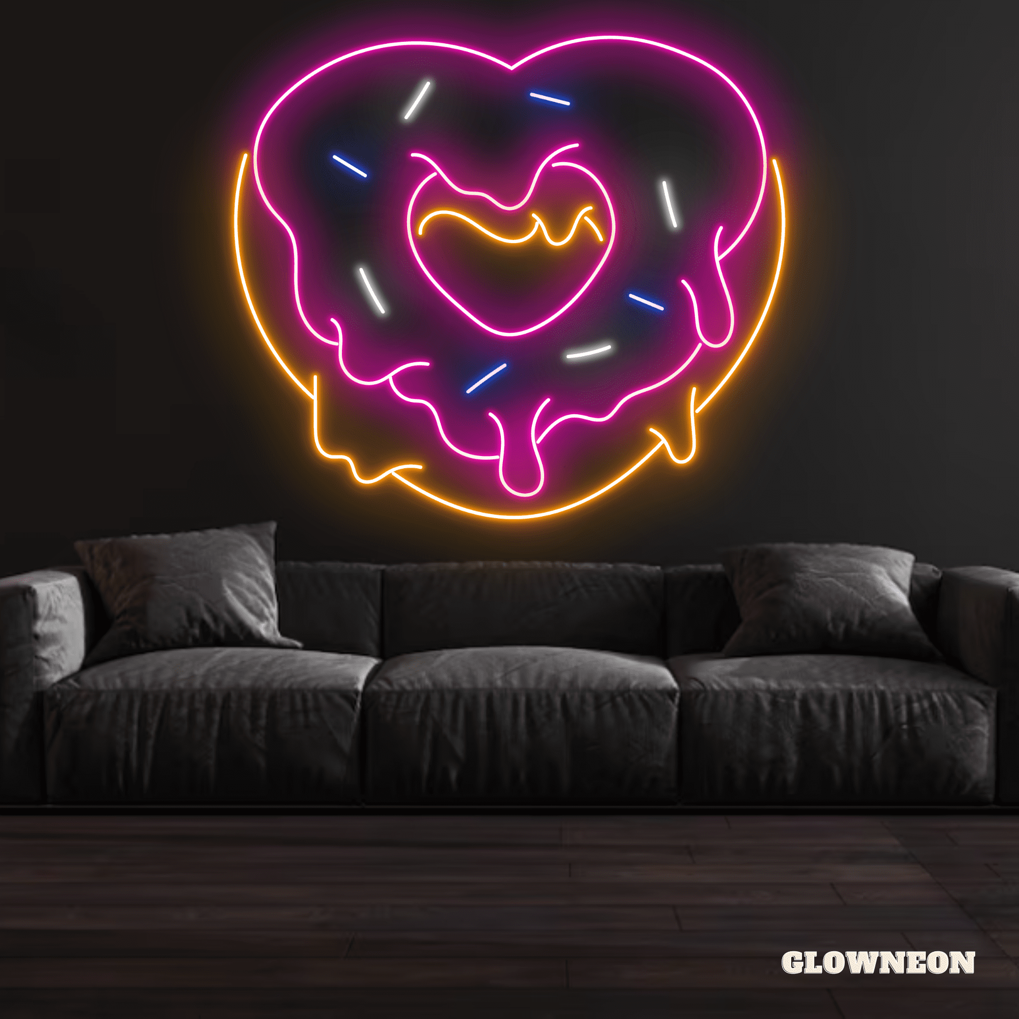 Glowneon Donut Heart Neon Sign, Donut Shop Decor, Donut LED Sign ...