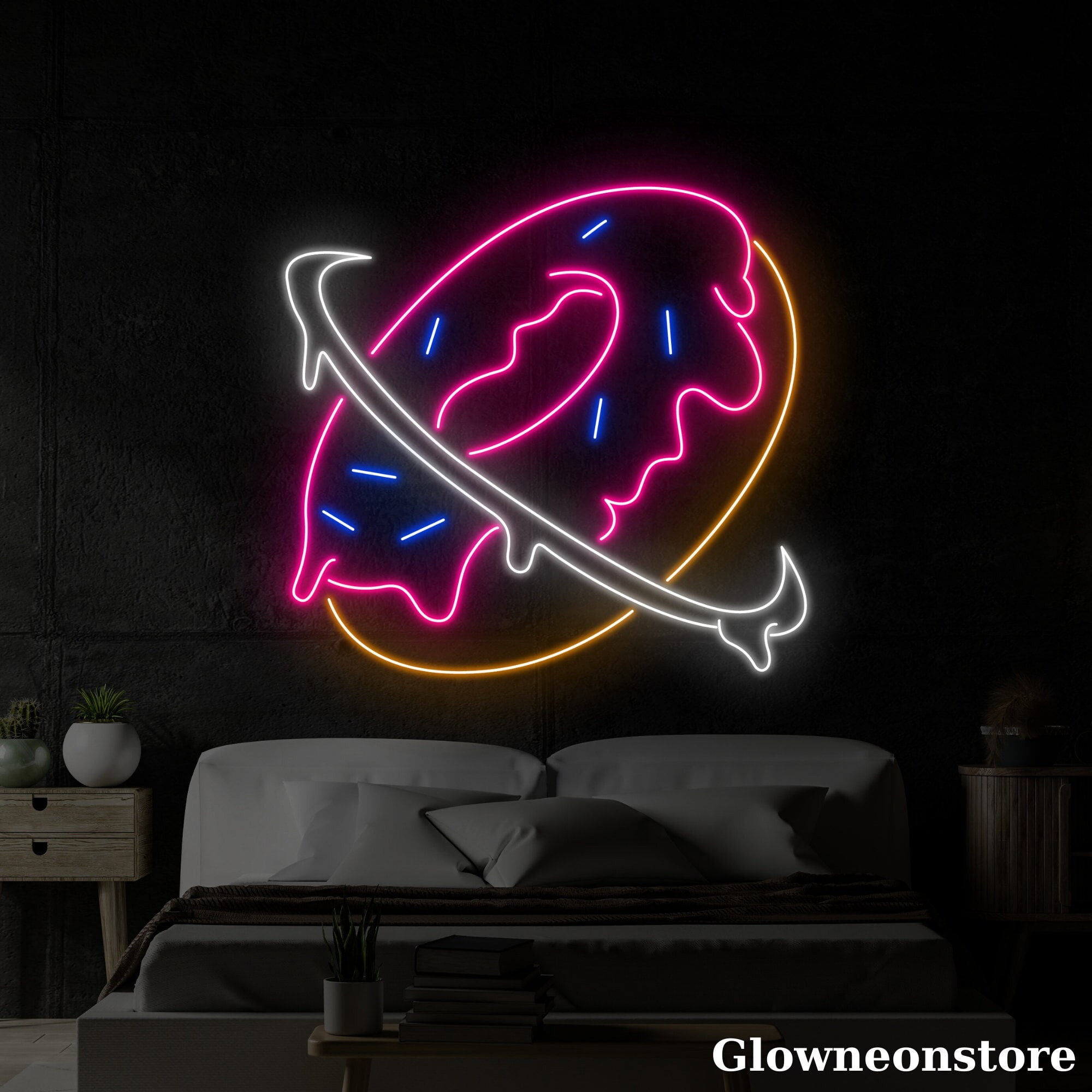 Glowneon Donut Planet Neon Sign, Donut Planet LED Sign, Welcome Open ...