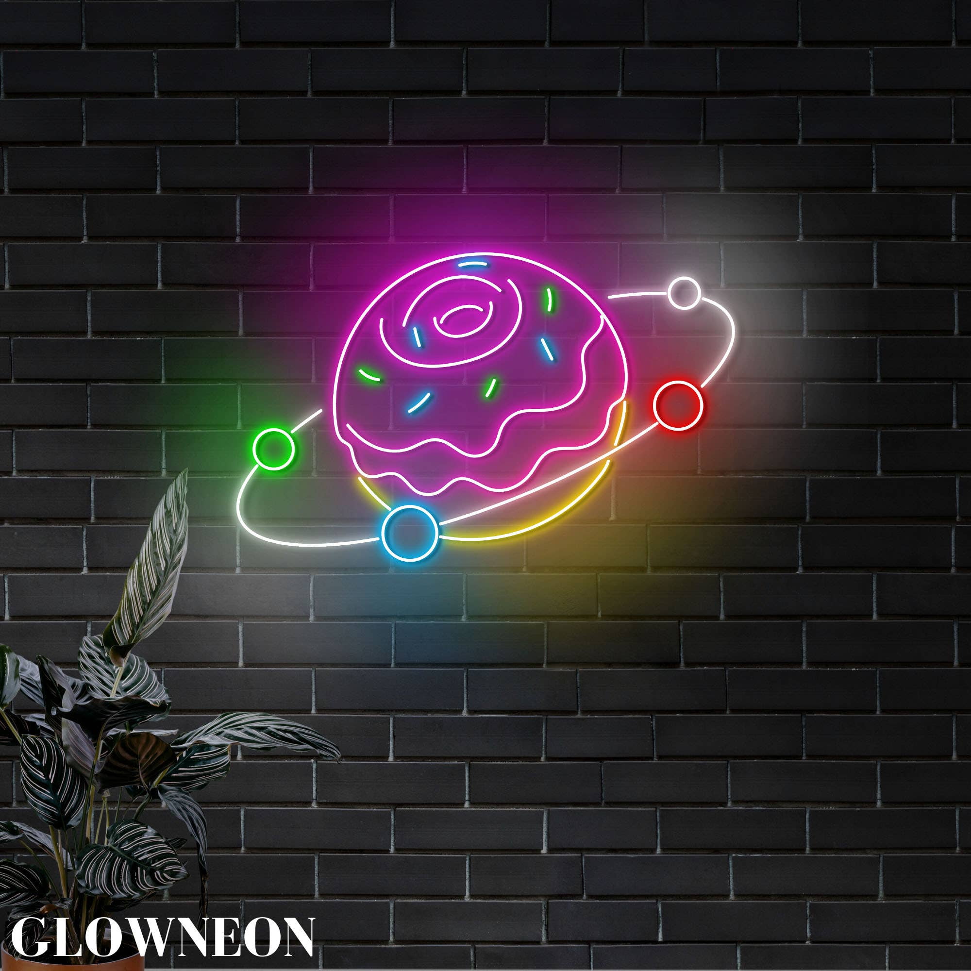 Glowneon Donut Planet Wall Led Light, Donut Cake Shop Neon Decoration ...