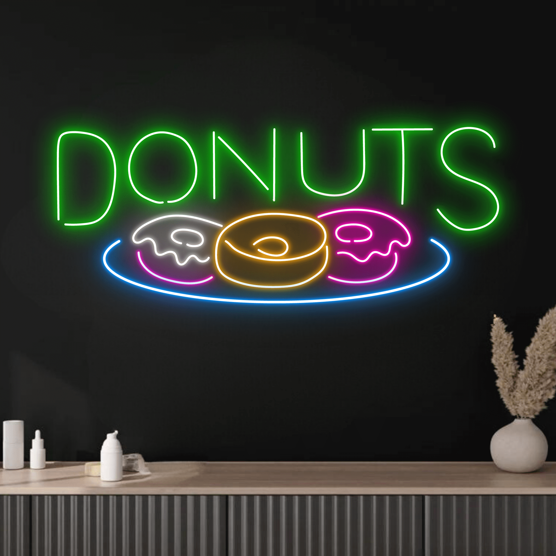 Glowneon Donut Plate Neon Sign , Bakery Donut Store Wall Art Decor ...