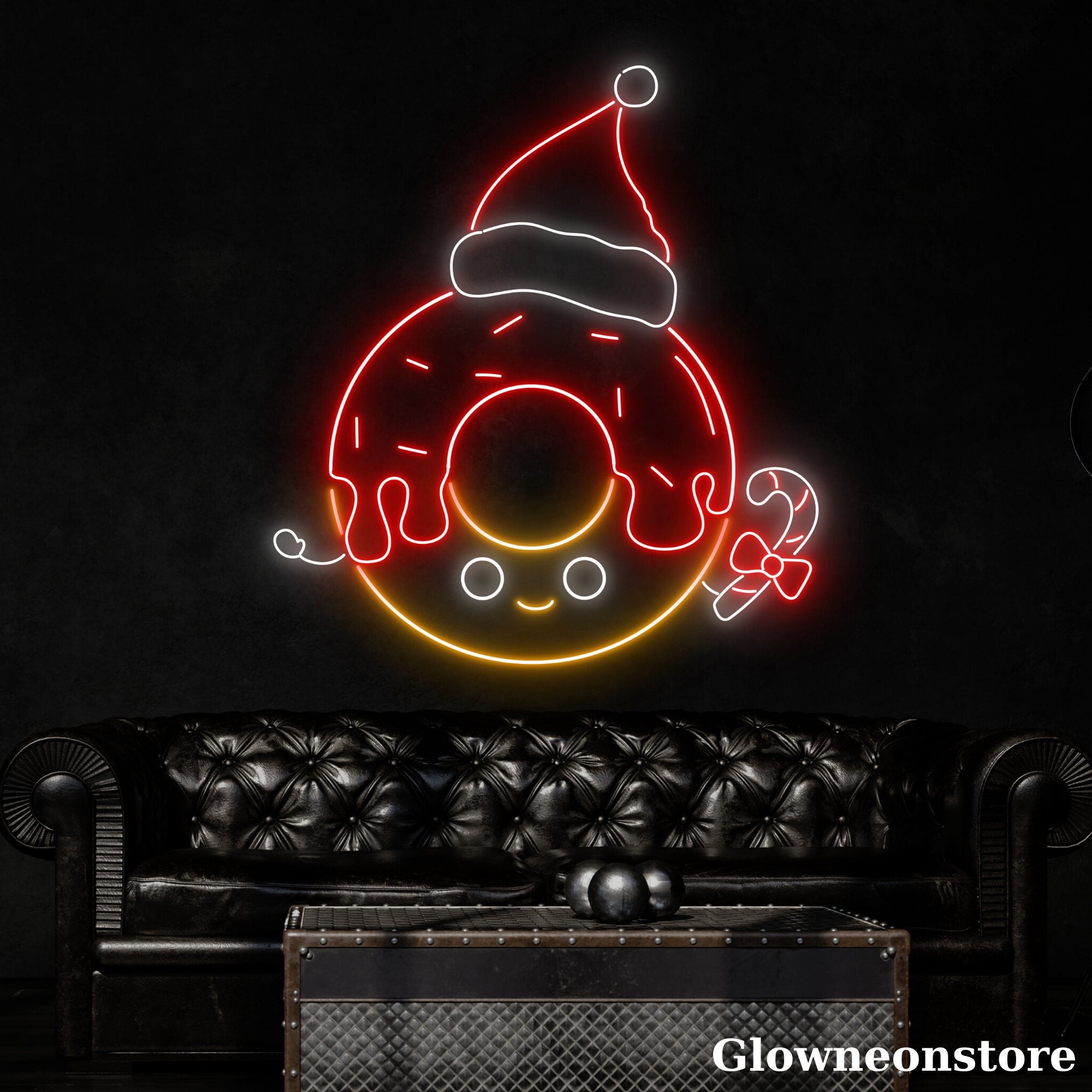 Glowneon Donut Santa Claus Neon Sign, Donut Cakes LED Sign, Welcome ...