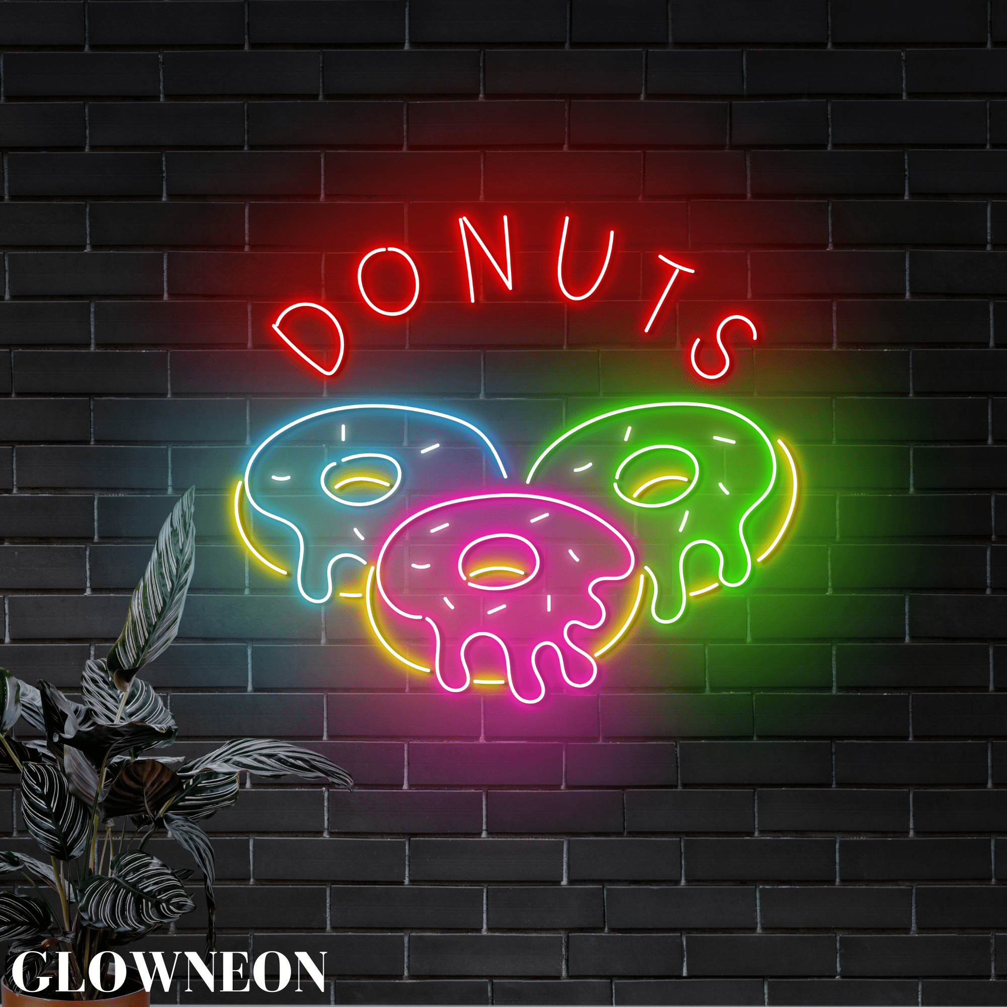 Glowneon Donuts Neon Wall Decor, Donut Cake Bakery Shop Led Wall Art ...