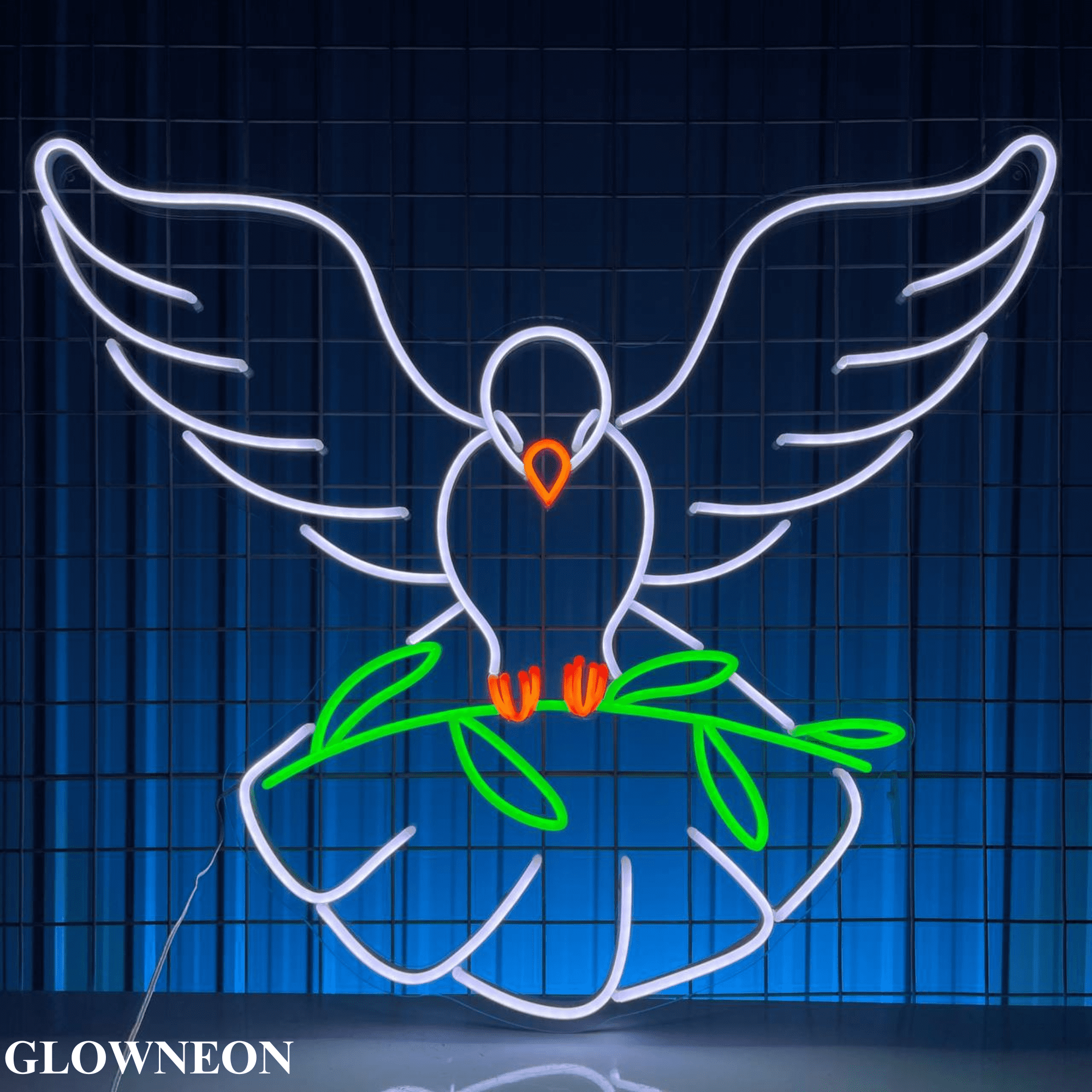 Glowneon Dove Bird Leaf Neon Sign, Peace Day Wall Decor, Freedom Sign ...