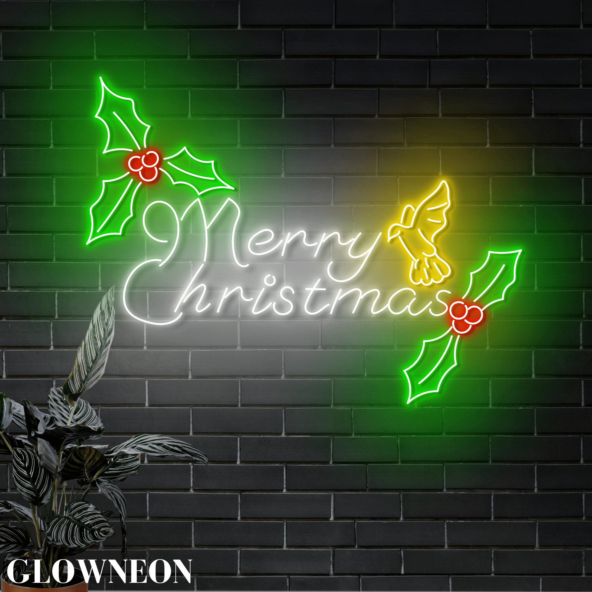 Glowneon Dove Christmas Led Sign, Peace Merry Christmas Neon Wall Art ...