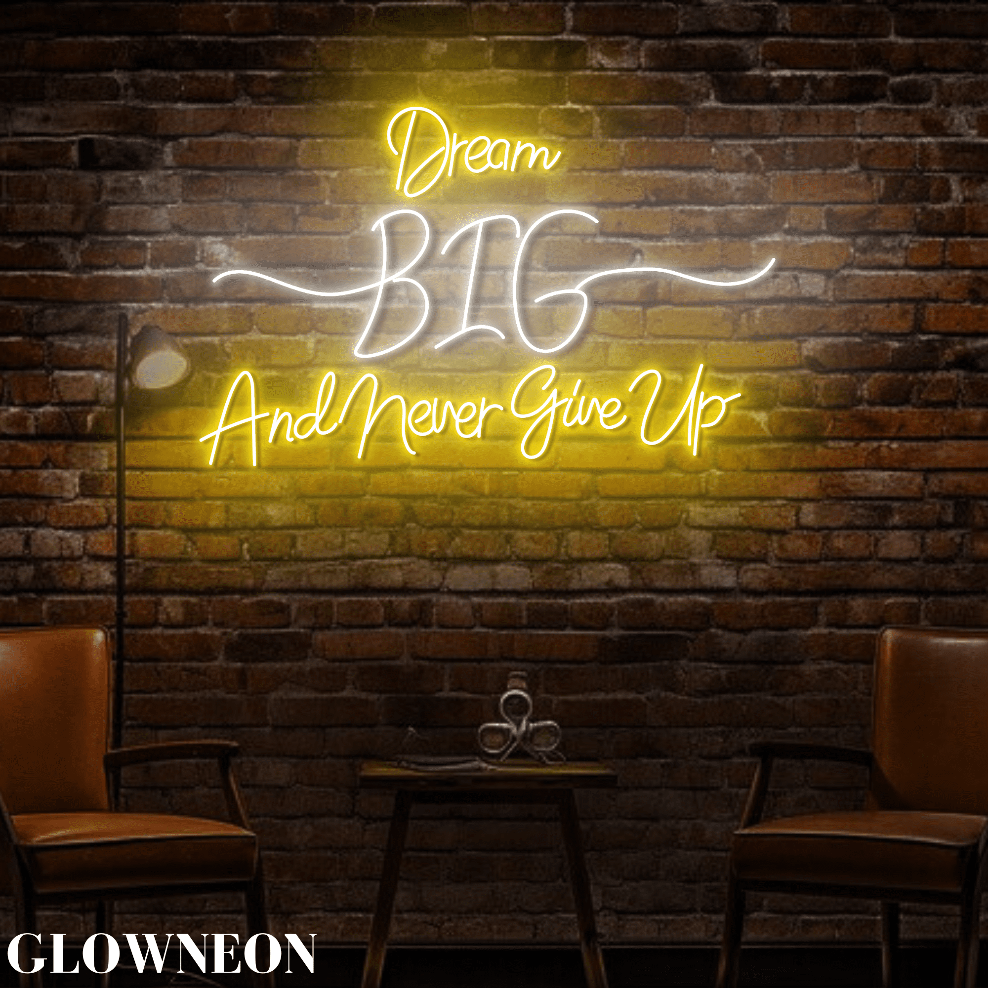 Glowneon Dream Big And Never Give Up Neon Sign, Motivation Wall Decor ...