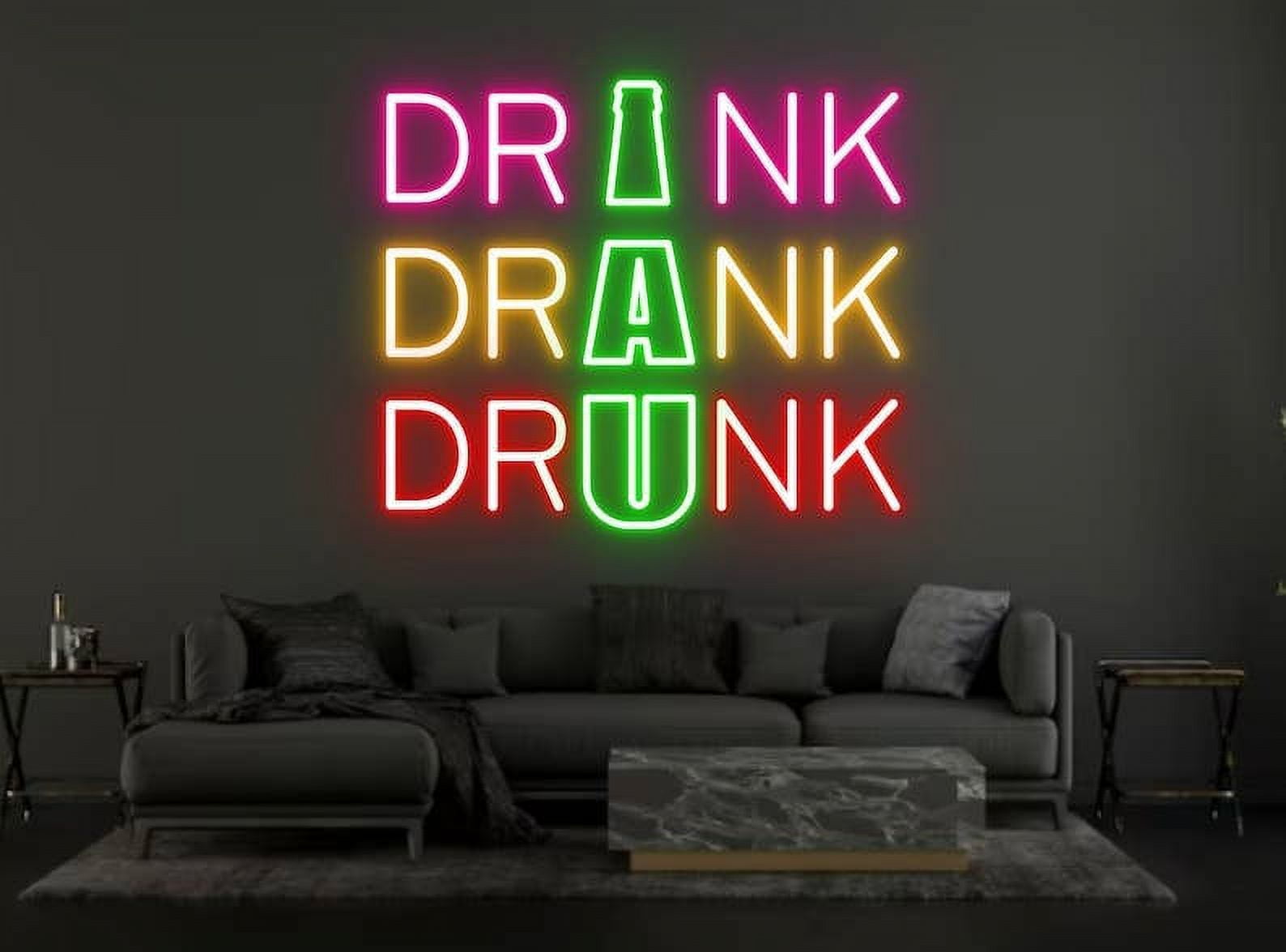 Glowneon Drink Drunk Drank Beer Neon Sign, LED Sign Wall Decor ...
