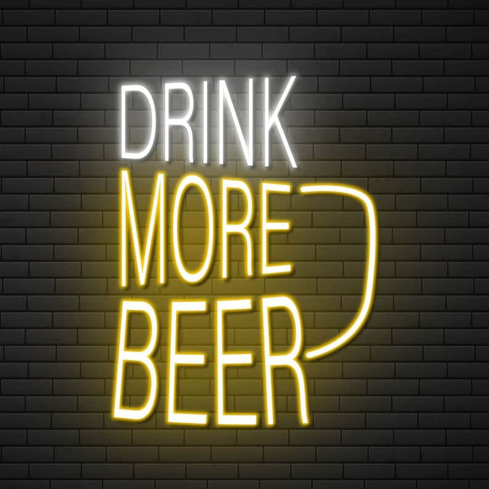 Glowneon Drink More Beer Custom Neon Sign, Beer Bar Led Sign Decor ...