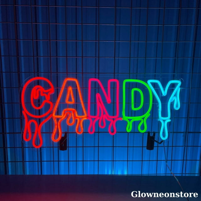 Glowneon Dripping Candy Neon Sign, Candy Multicolor Led Sign, Candy ...