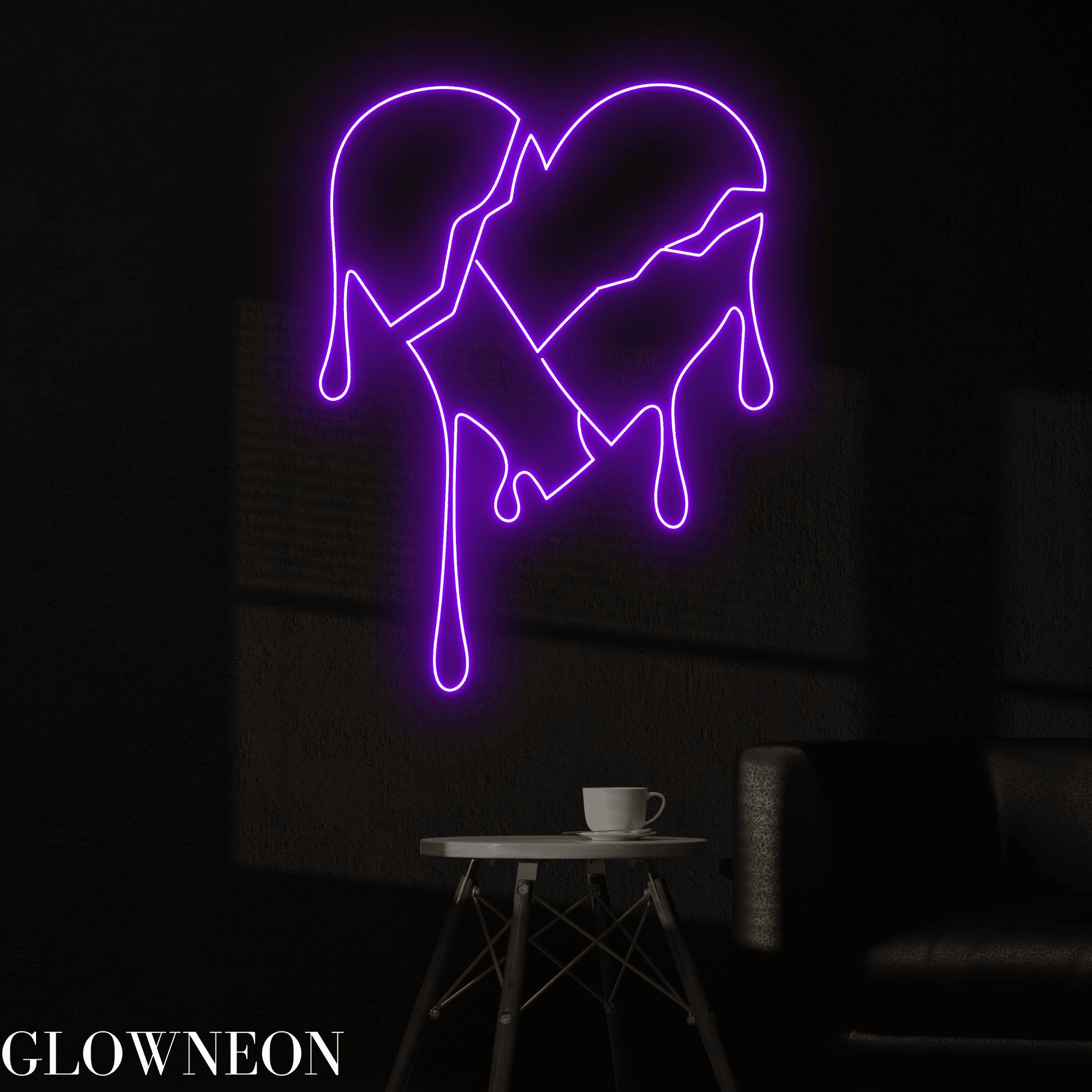 Glowneon Dripping Heart Neon Sign, Heart Led Sign, Couple Room Decor ...