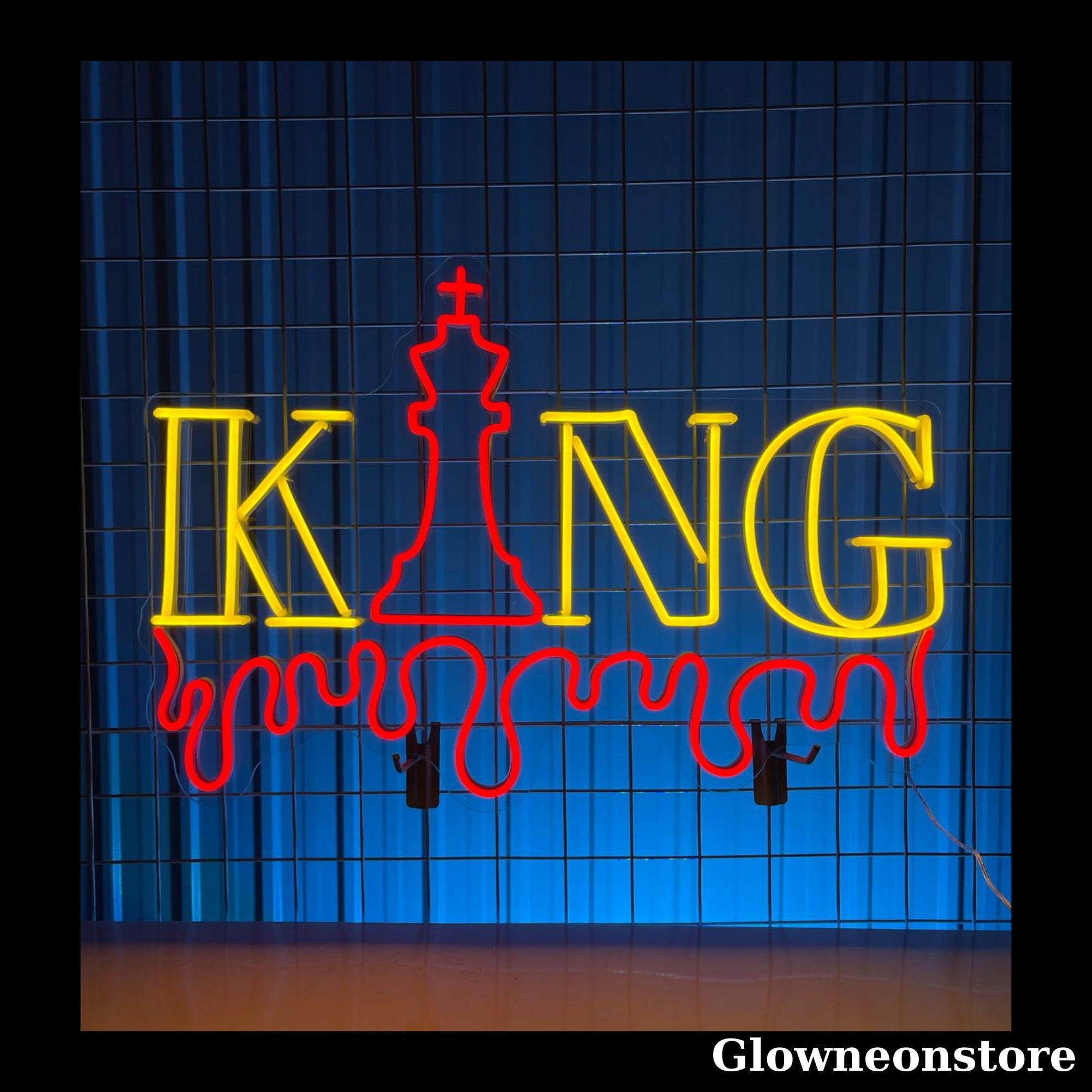 Glowneon Dripping King Chess Neon Sign, Chess Club Led Sign, Chess Led ...