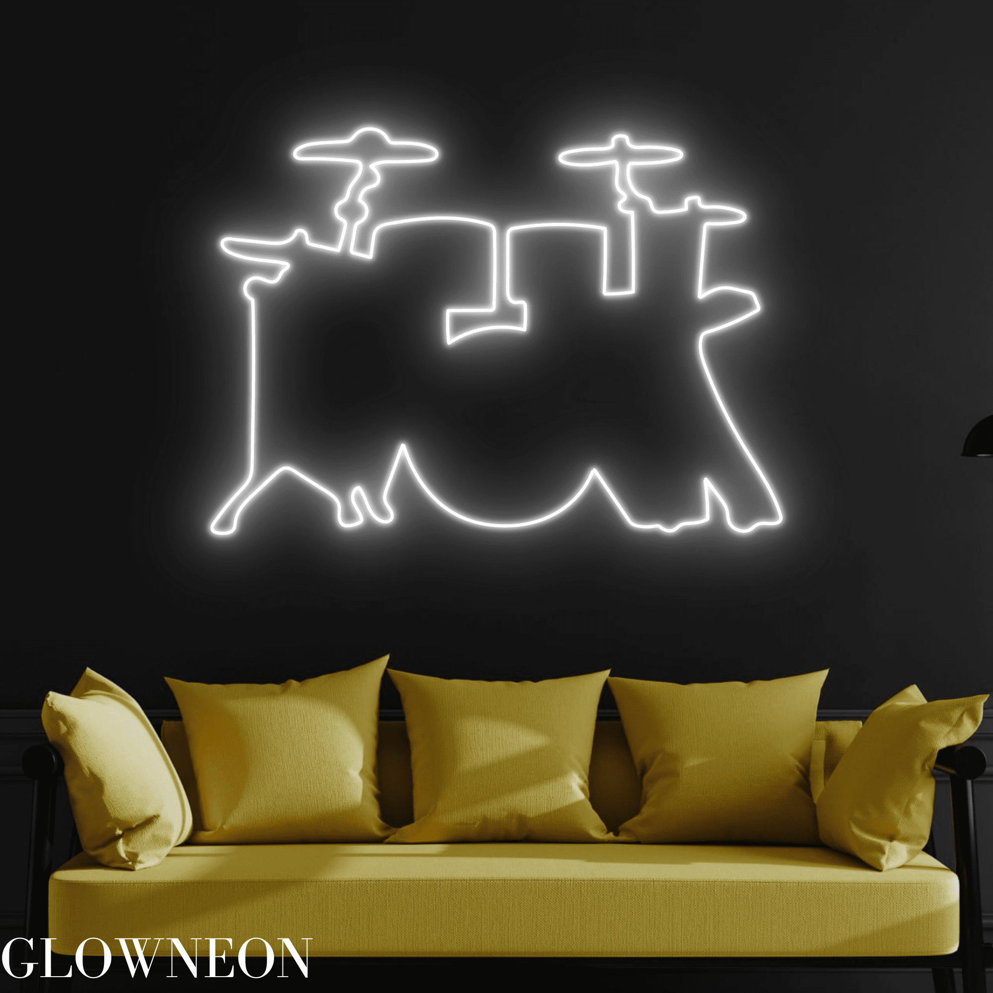 Glowneon Drum Neon Sign, Drum Band Led Sign, Music Club Wall Decor ...